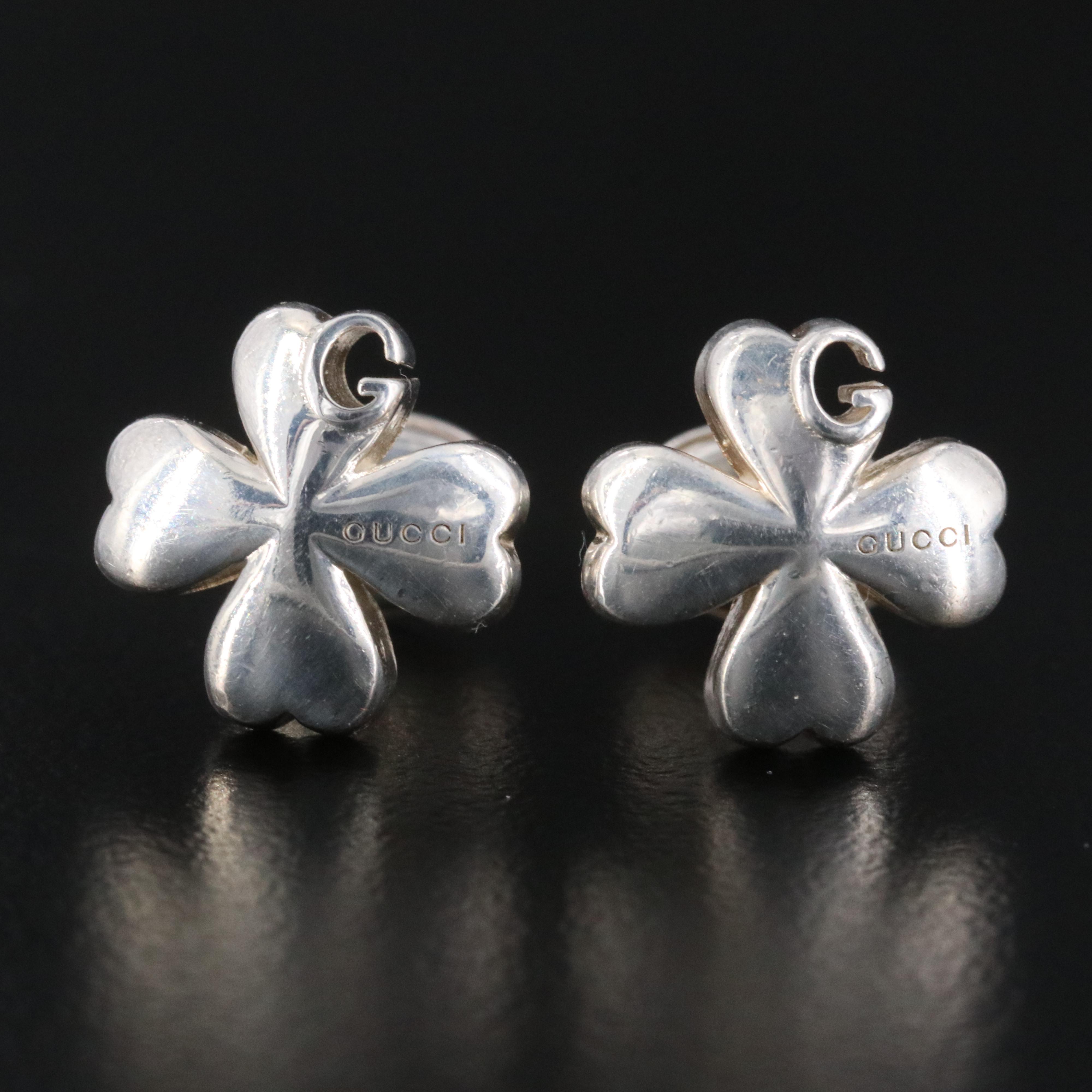 Gucci Sterling G Logo Clover Earrings | EBTH