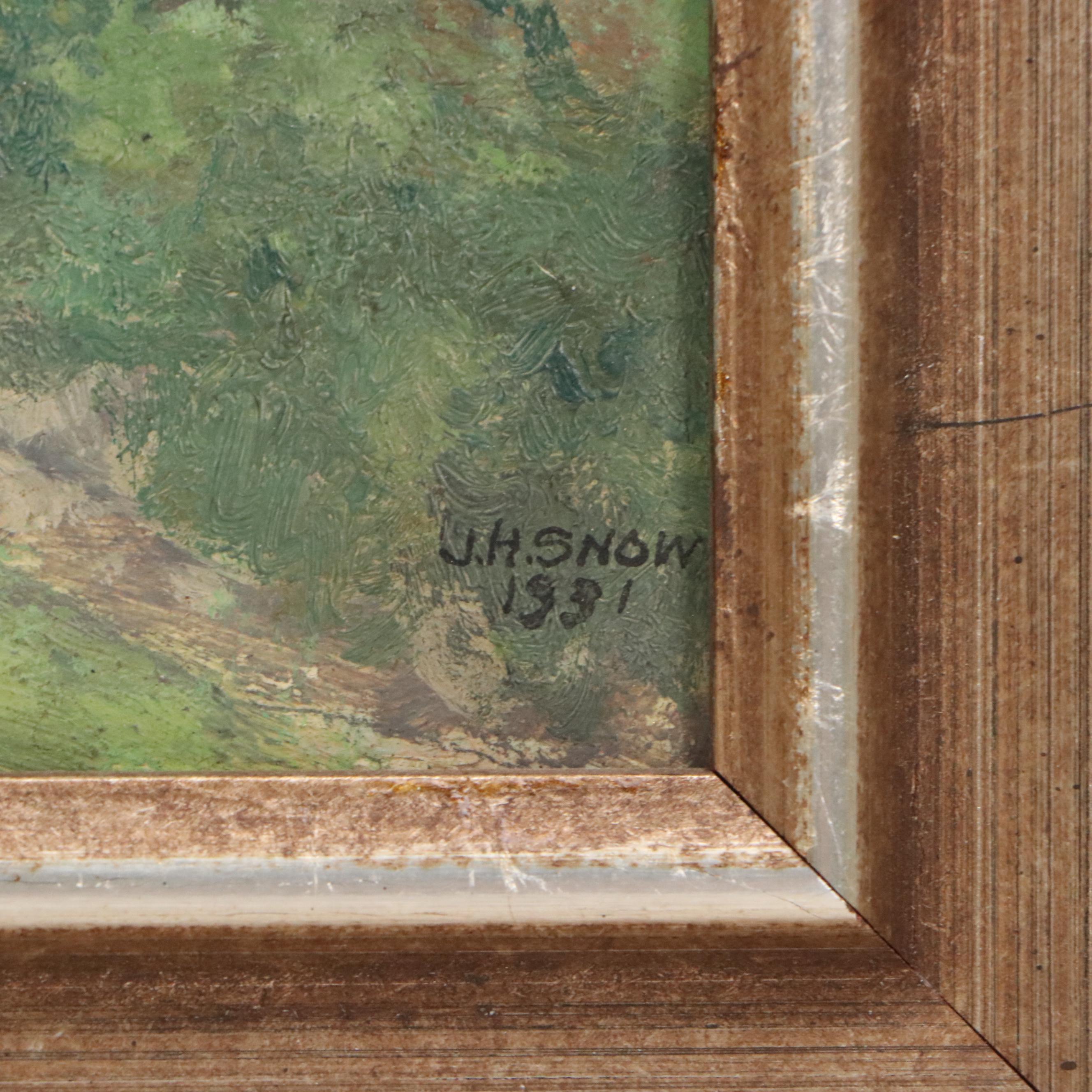 John Harold Thomas Snow Oil Painting of Rural Home, 1931 | EBTH