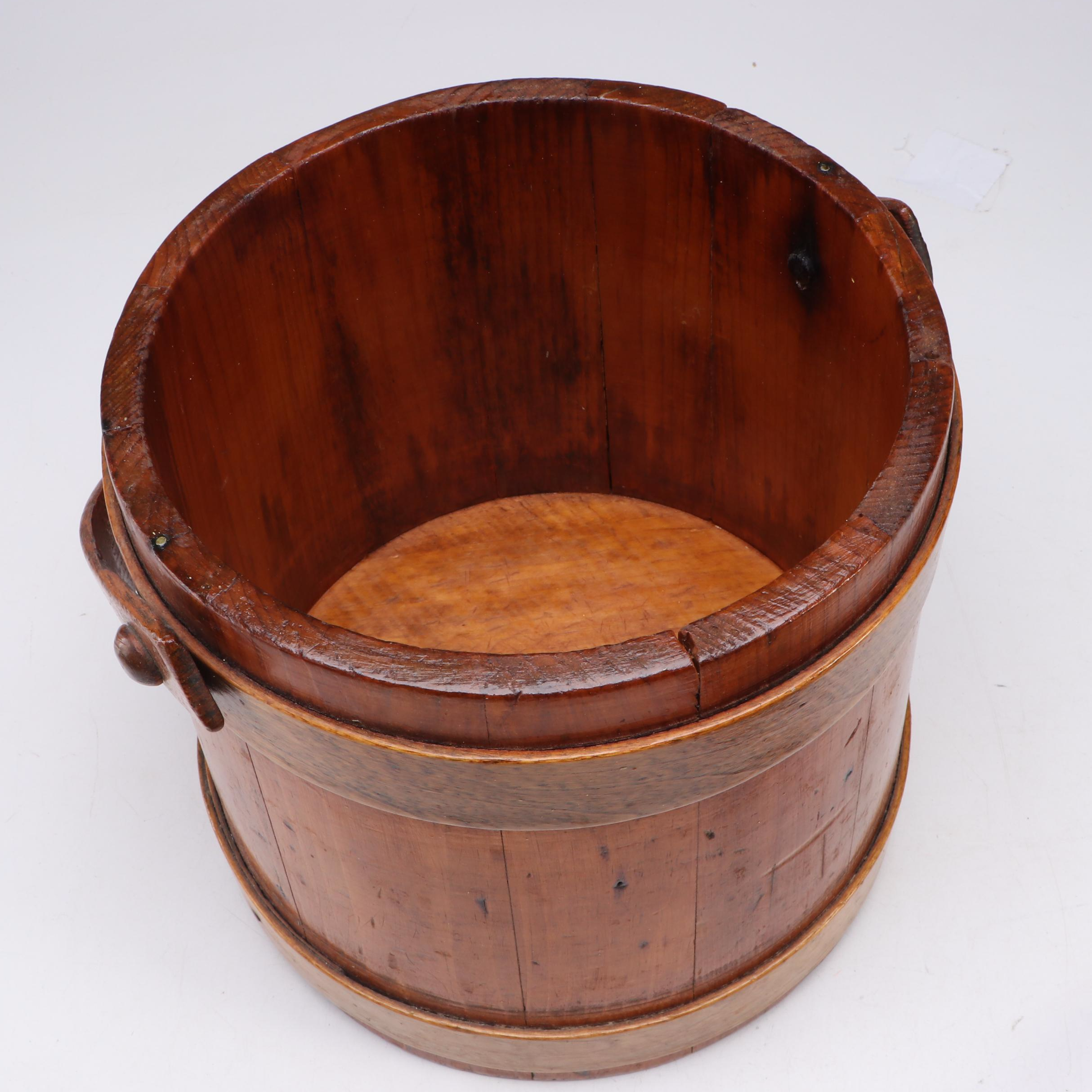 Handcrafted and Coopered Primitive Style Wood Firkin Bucket | EBTH