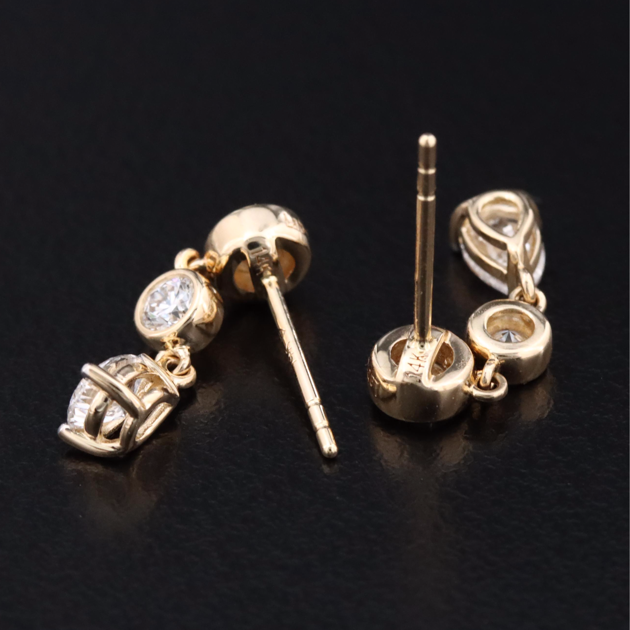 14K 1.25 CTW Lab Grown Diamond Drop Earrings | EBTH