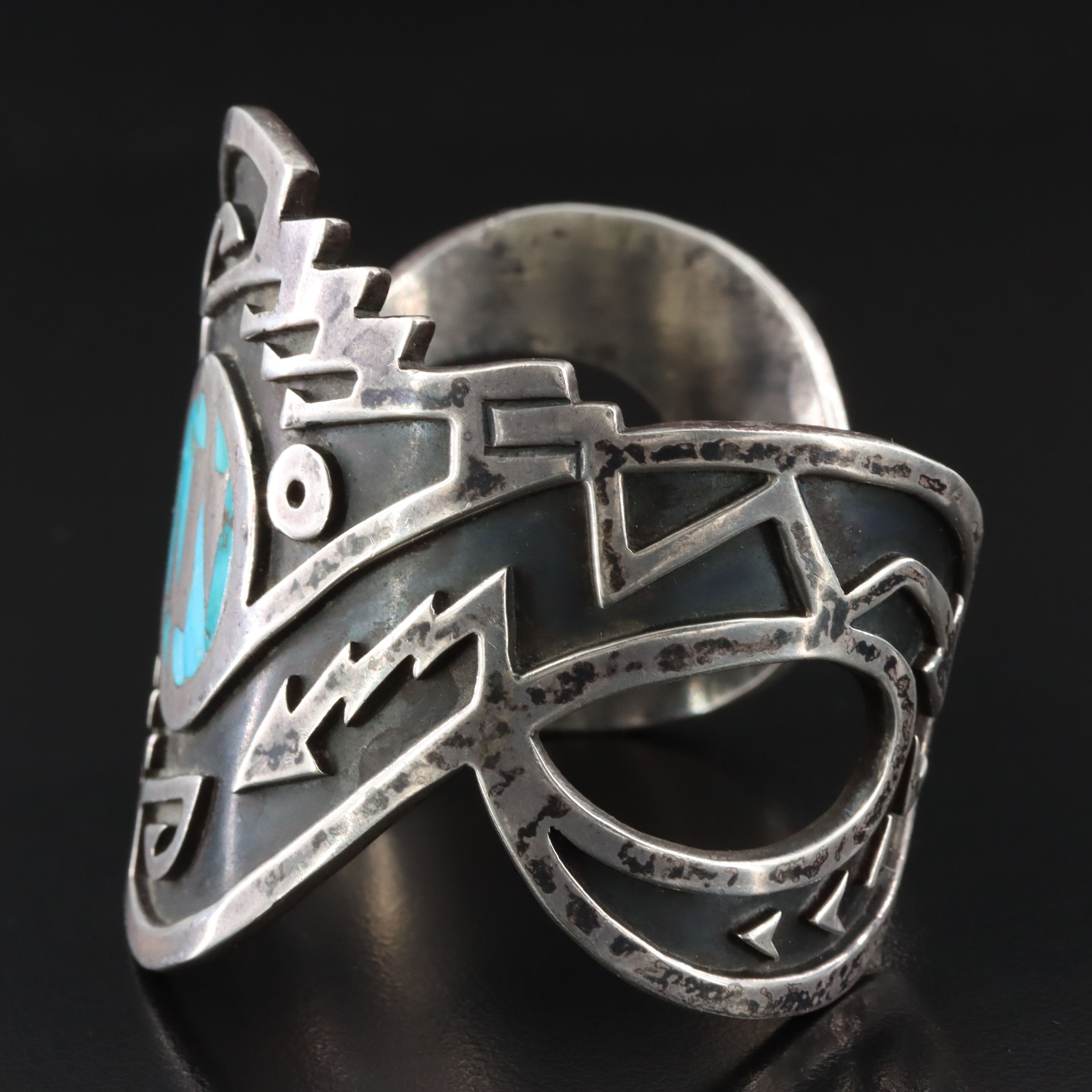 Carl Begay Navajo Diné Sterling Turquoise Inlay Cuff | EBTH