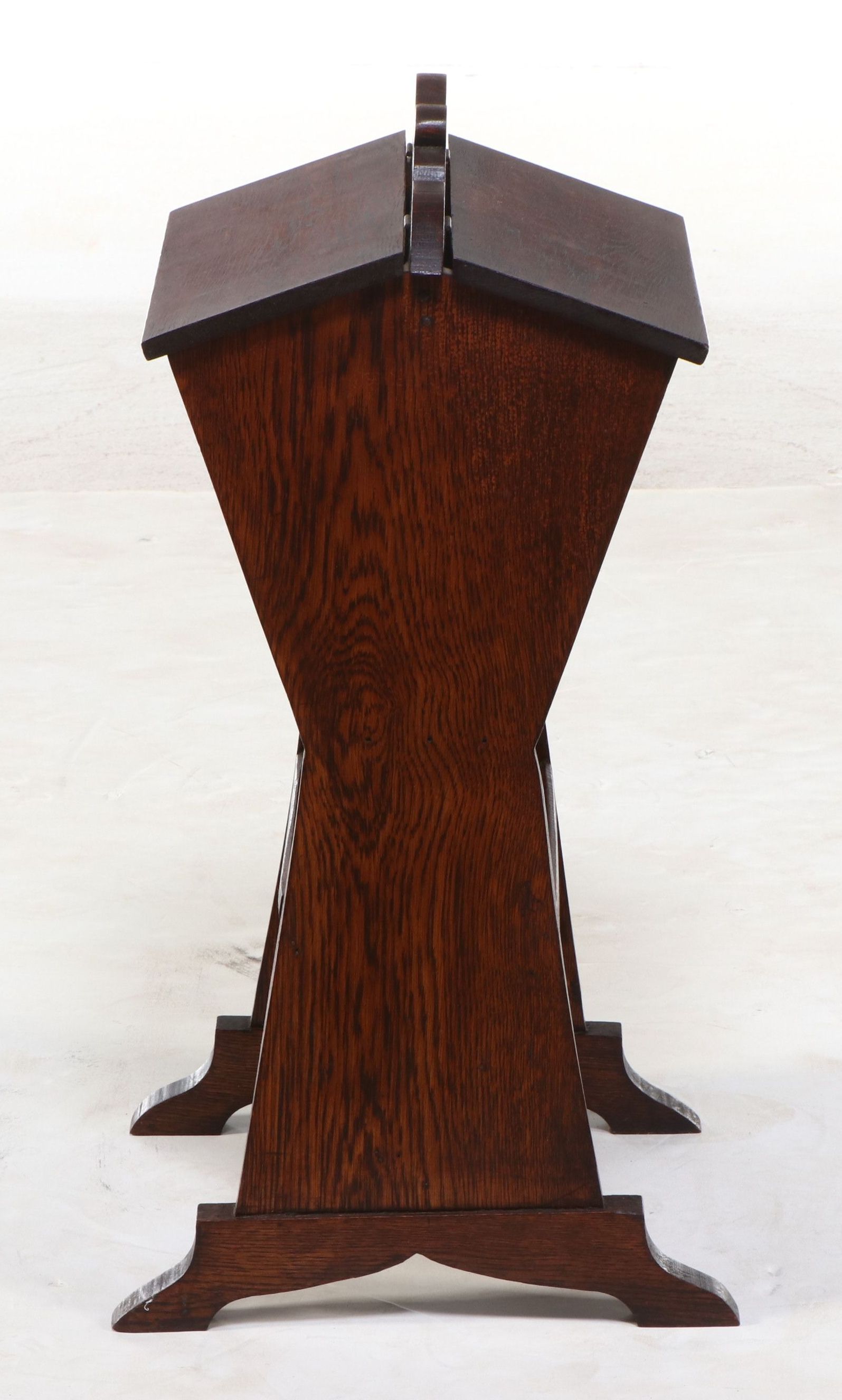 Colonial Style Oak Double-Sided Standing Knitting/Sewing Box, Mid–Late ...