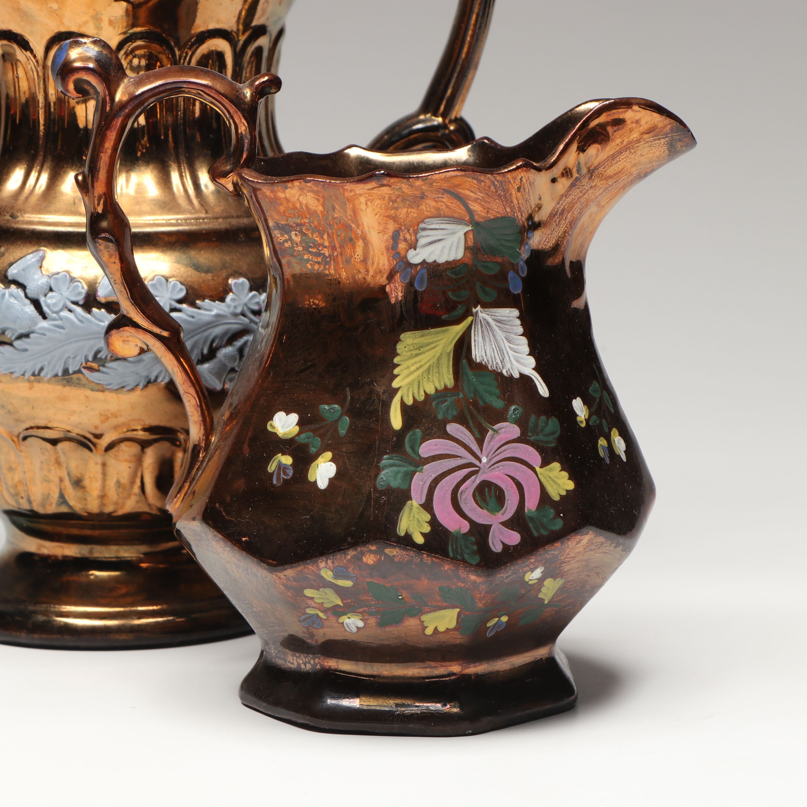 English Copper Luster Pitchers and Mug, Late 19th/ Early 20th Century ...