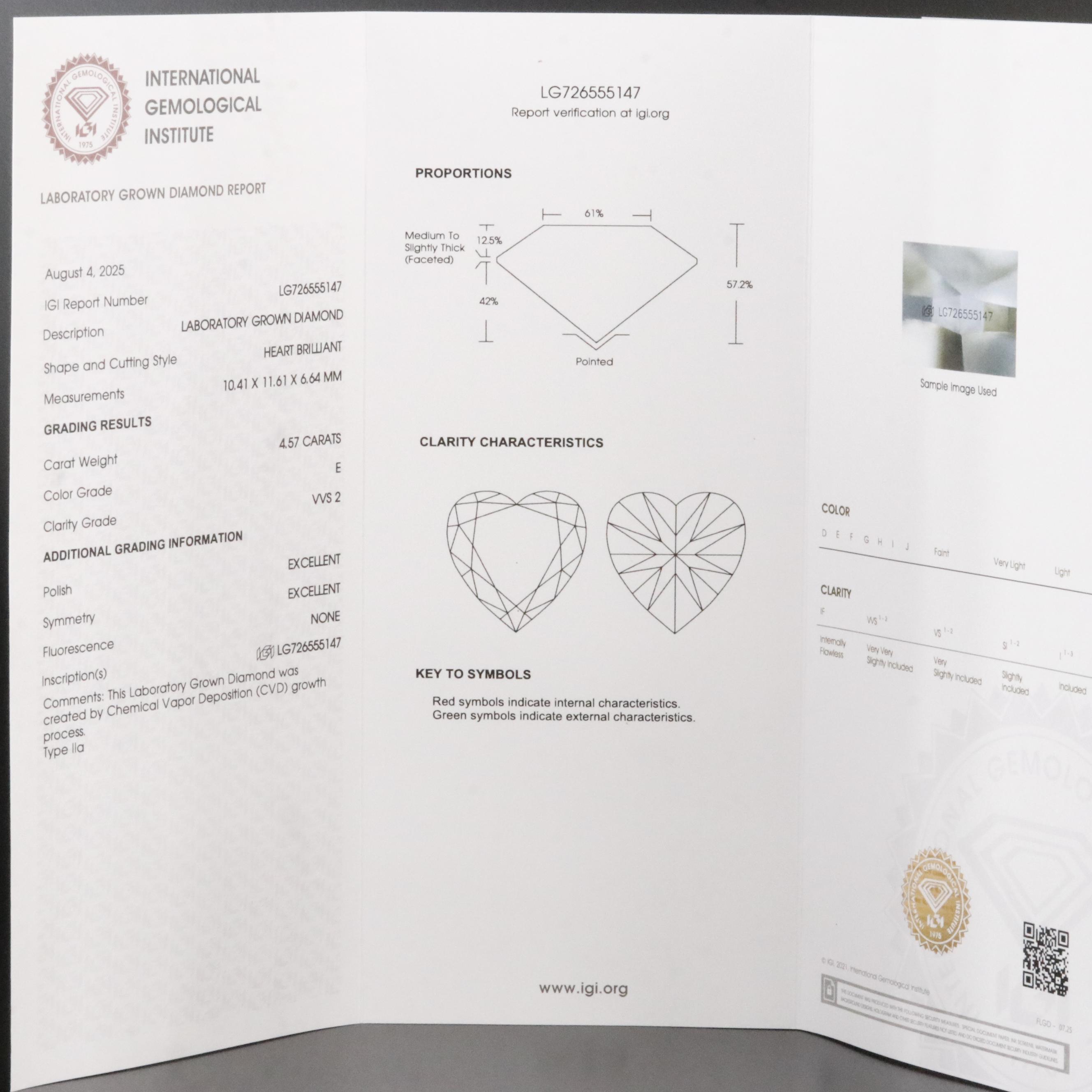 Loose 4.57 CT Lab Grown Diamond with IGI Report | EBTH