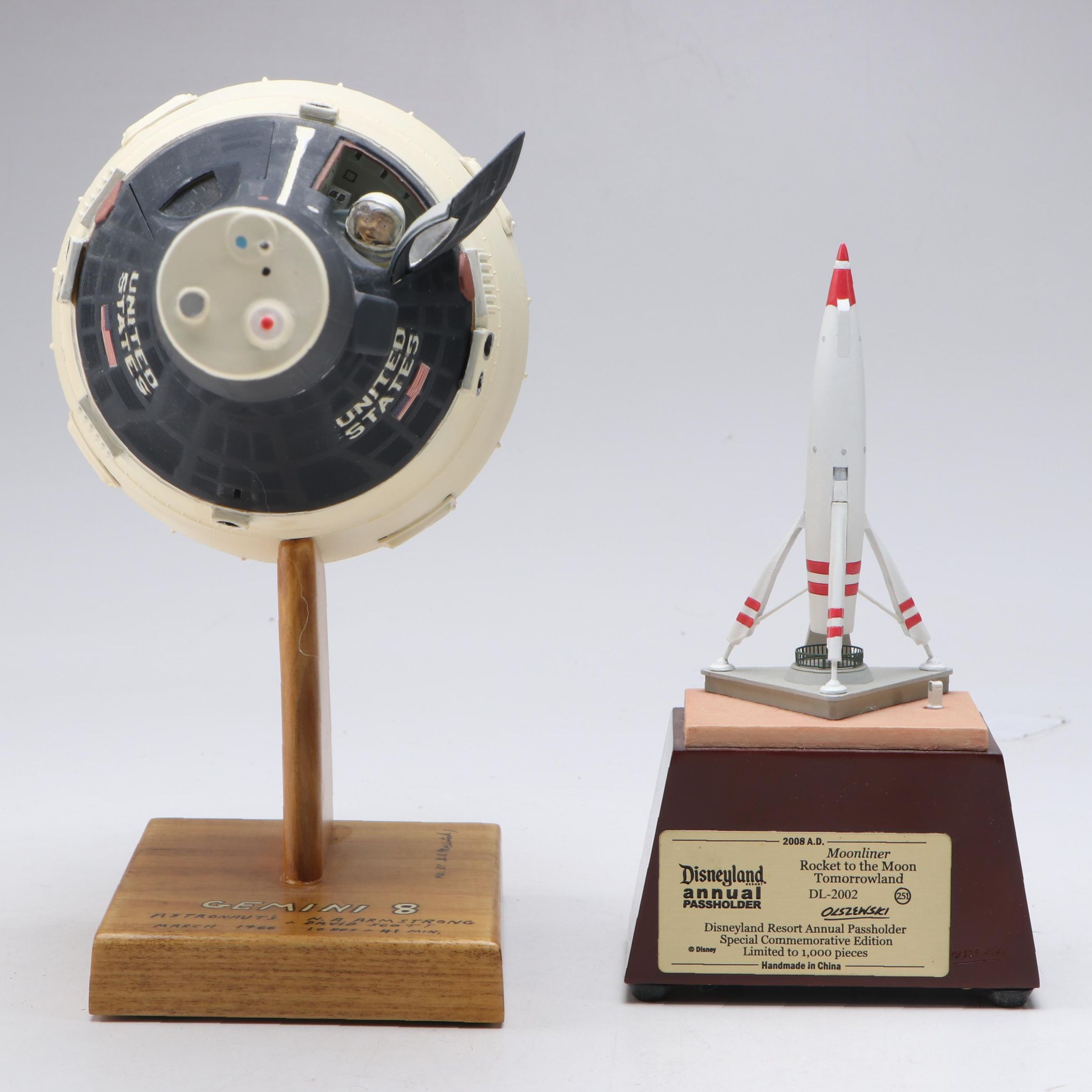 Disney Commemorative "Moonliner" Rocket and Other Gemini 8 Spacecraft ...