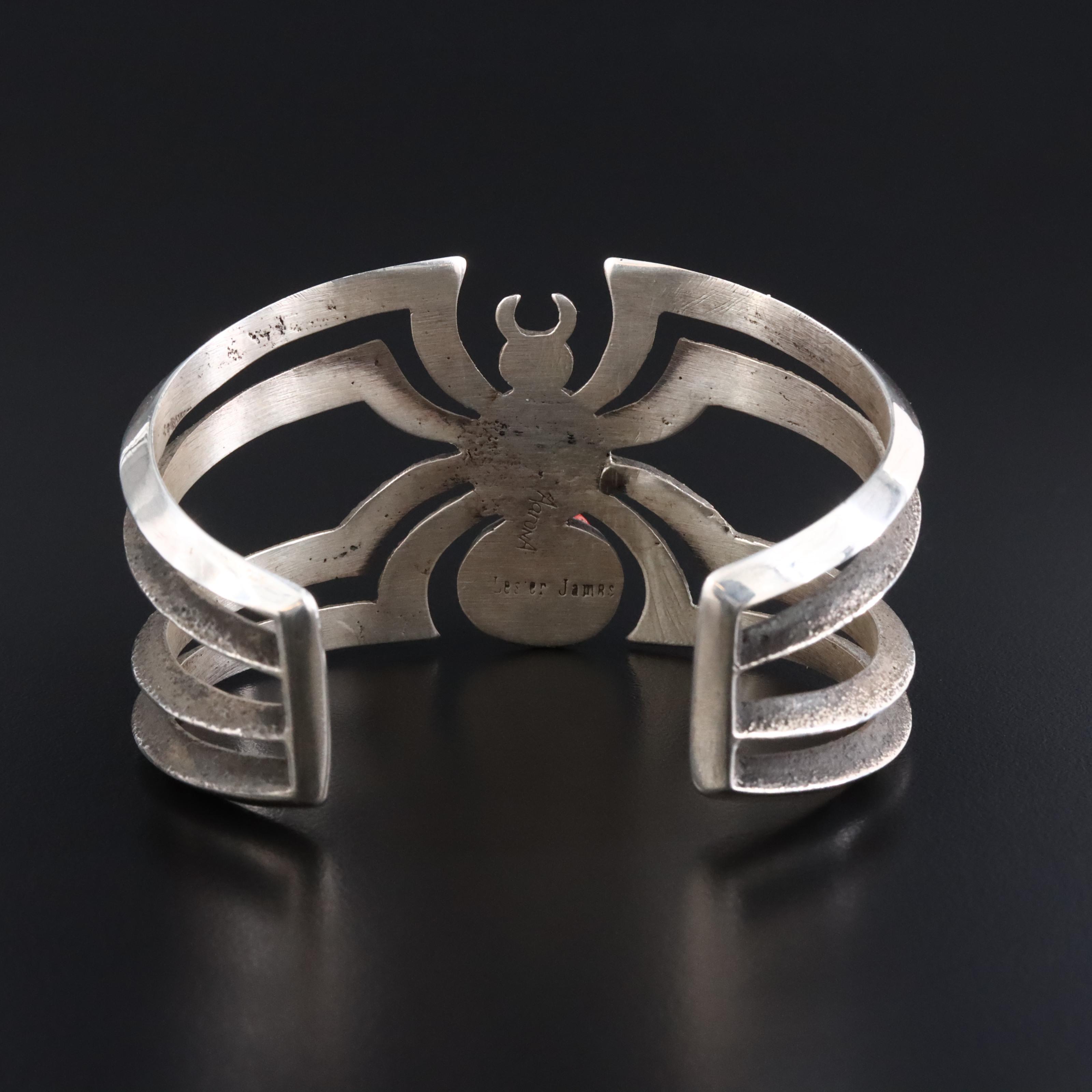 Aaron Anderson & Lester James Navajo Diné Cast Sterling Inlay Spider ...