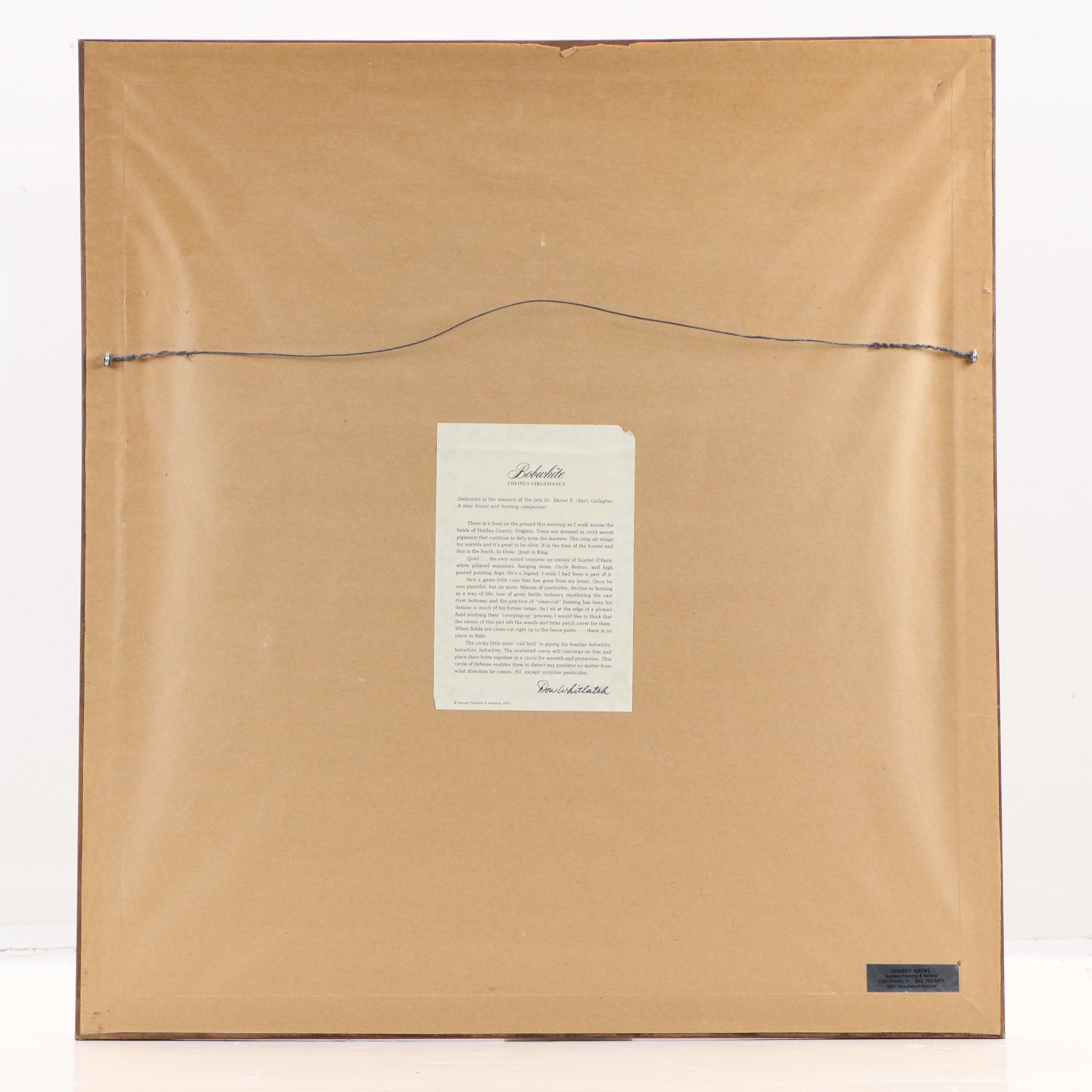 Don Whitlatch Offset Lithograph "Bobwhite Quail" | EBTH