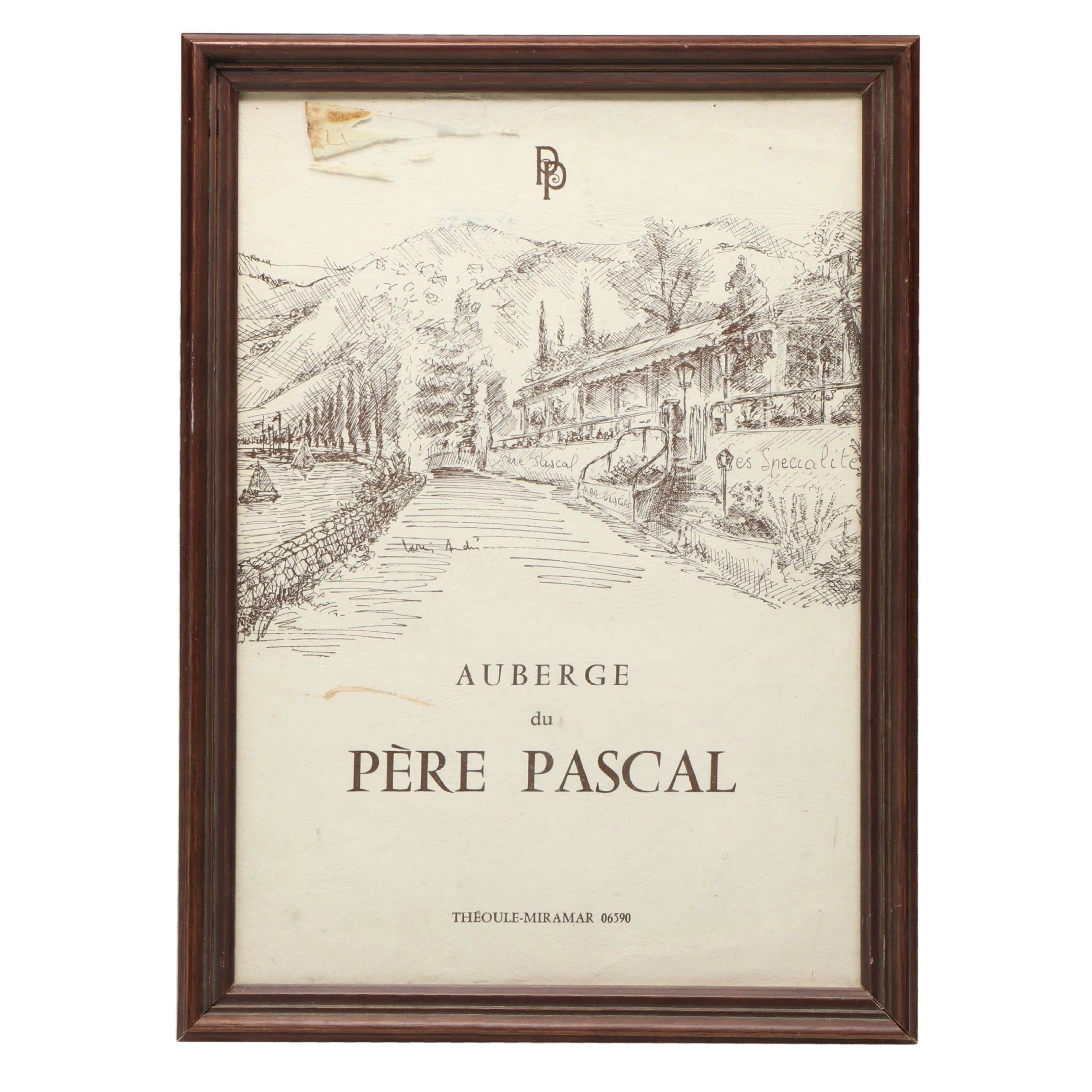 Auberge du Père Pascal Framed Restaurant Menu | EBTH