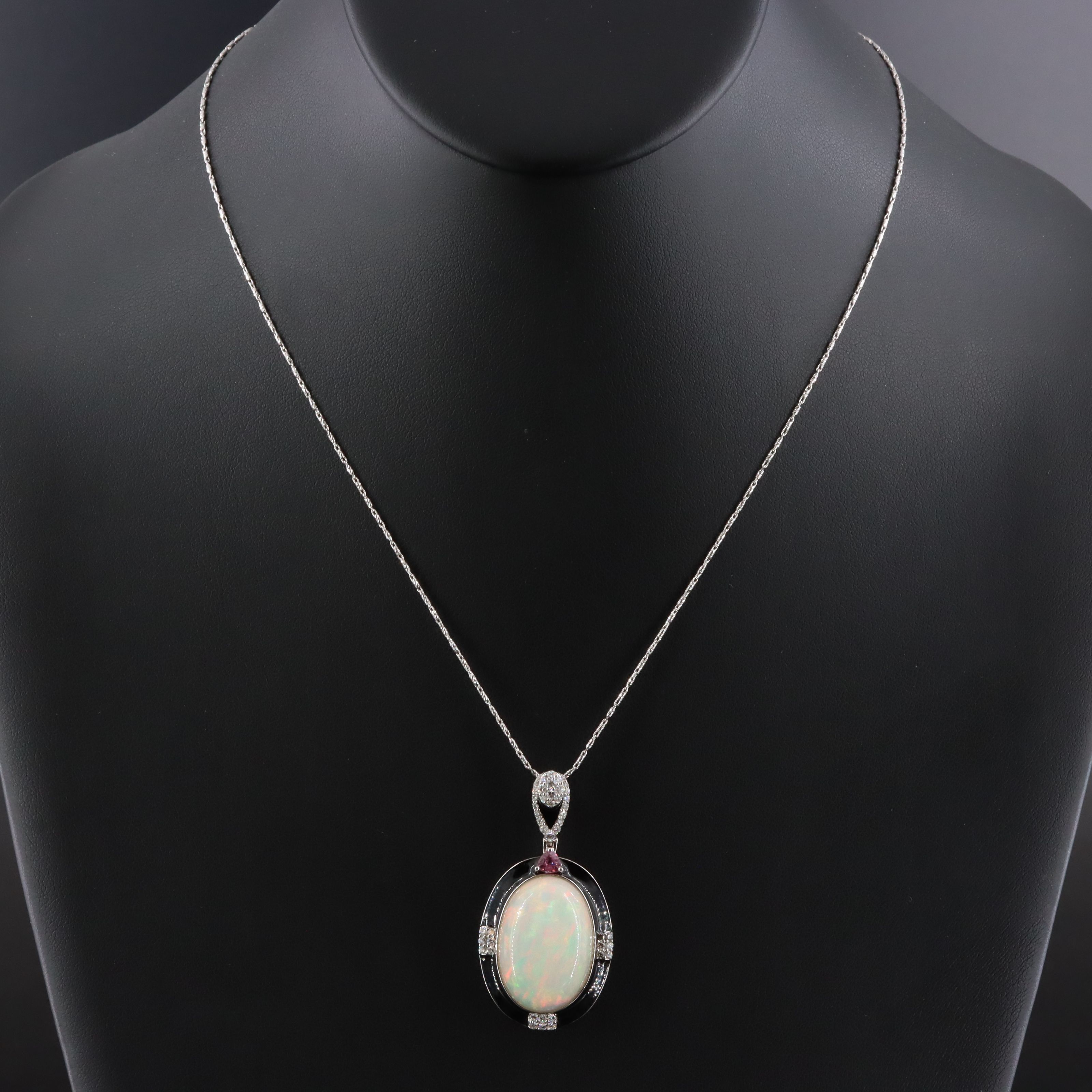 Oscar Friedman 14K 14.23 CT Opal, Diamond, Pink Sapphire and Enamel ...