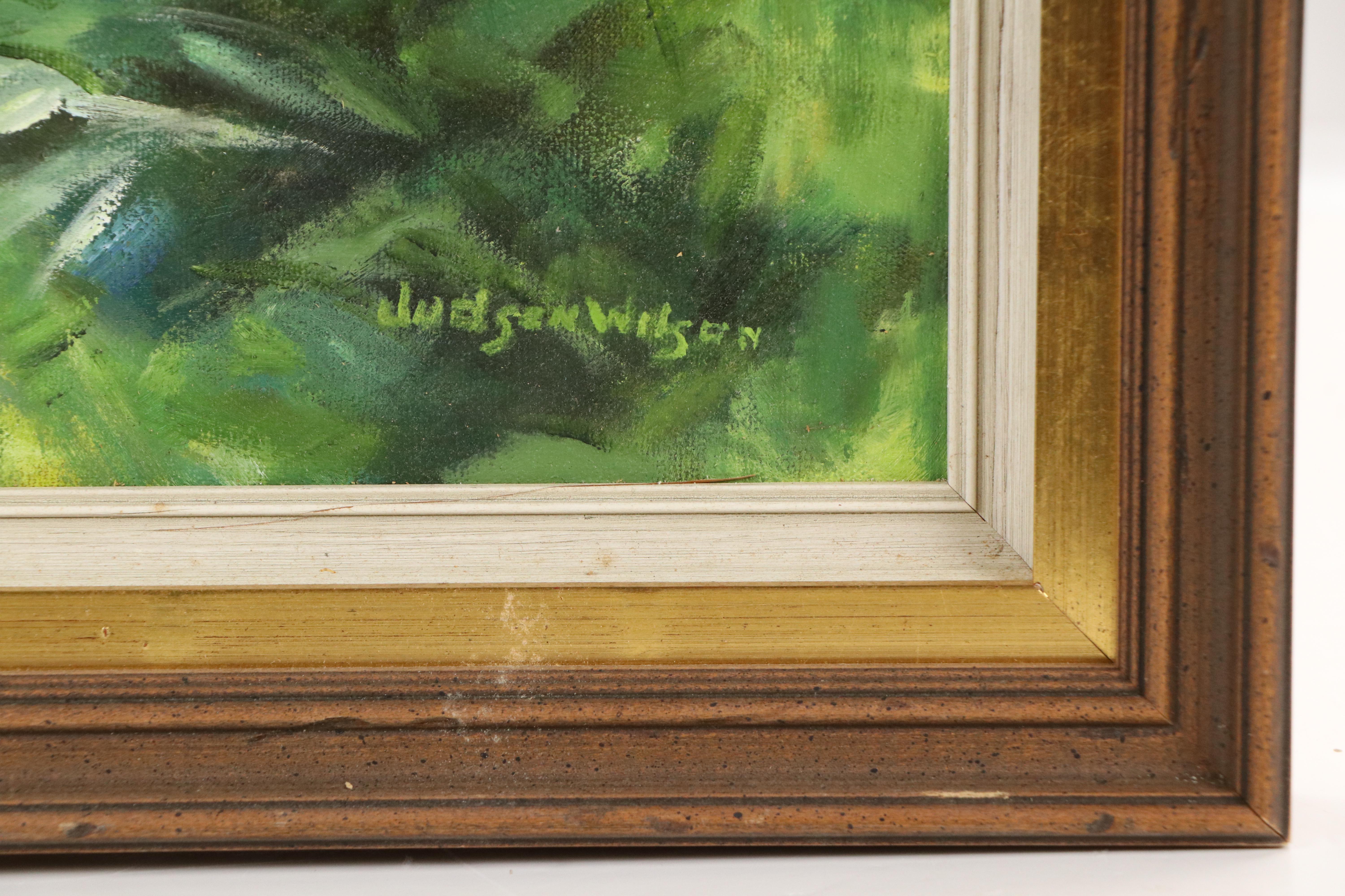 Judson Wilson Oil Painting of Young Woman with Flowers in Green ...