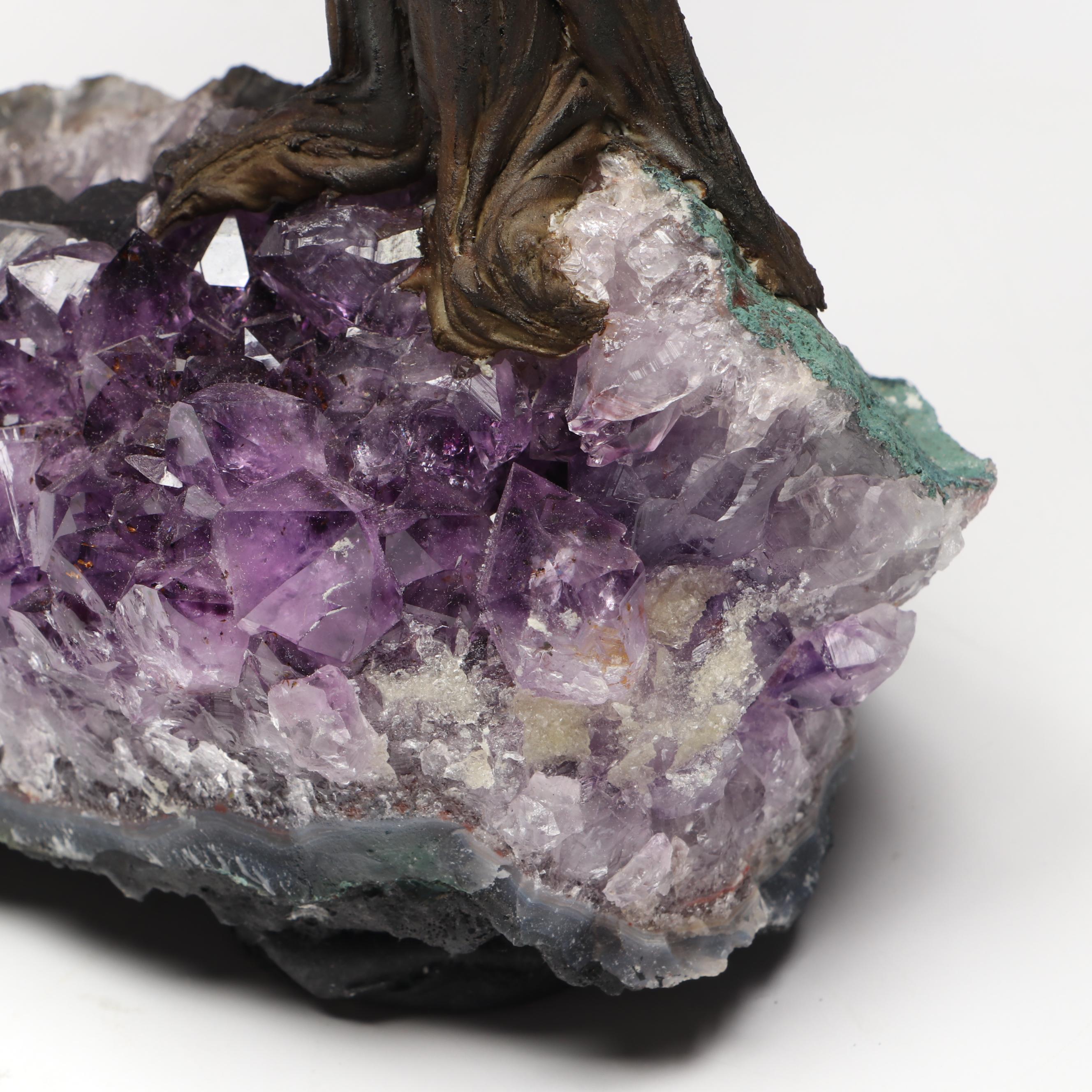Amethyst and Glass Stone Bonsai Tree on Amethyst Geode Base | EBTH