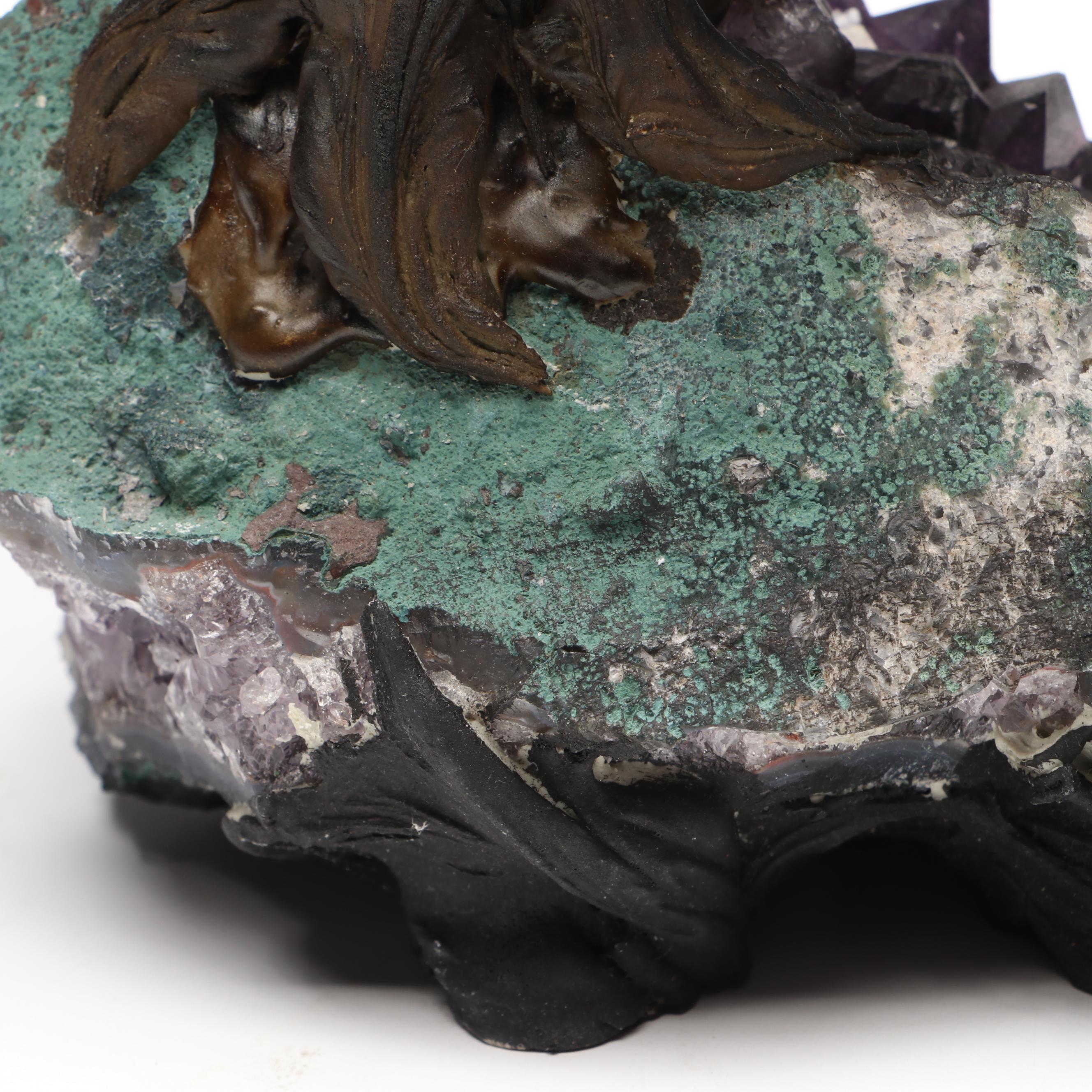 Amethyst and Glass Stone Bonsai Tree on Amethyst Geode Base | EBTH