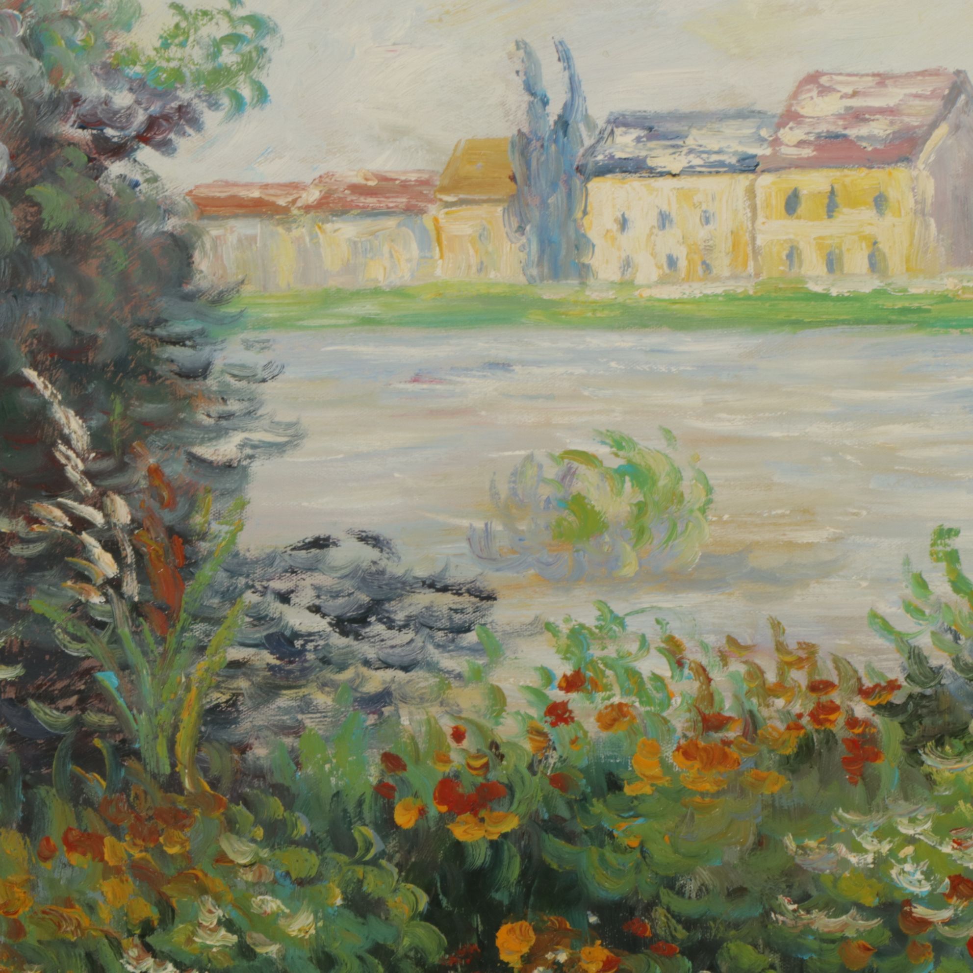 Impressionist Landscape Oil Painting of Meadow Alcove and Riverside ...