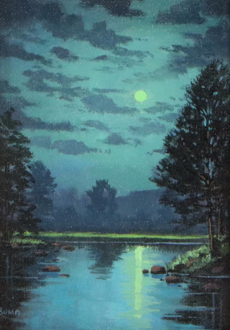 Doug "Bumo" Johnpeer Nocturne Landscape Oil Painting, Circa 2025 | EBTH