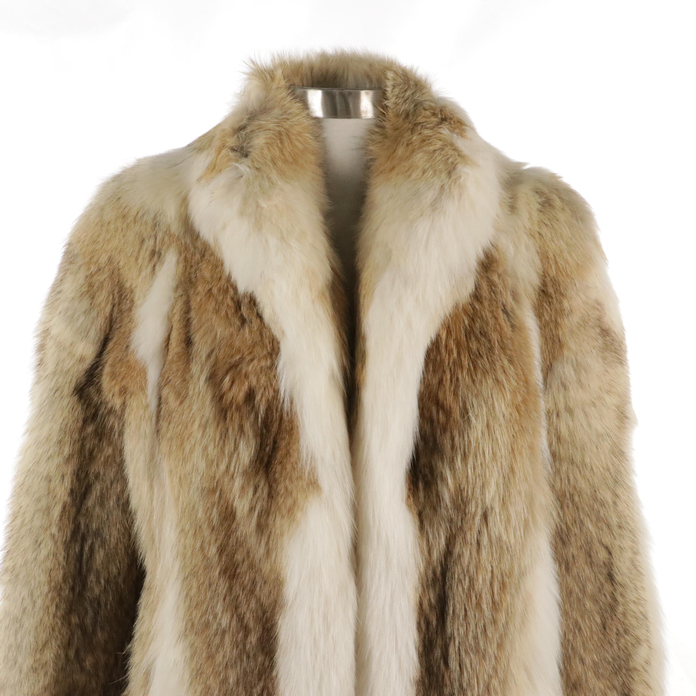 Natural Coyote Fur Coat with Shadow Fox Fur Trim from Stanley Rich Fine ...