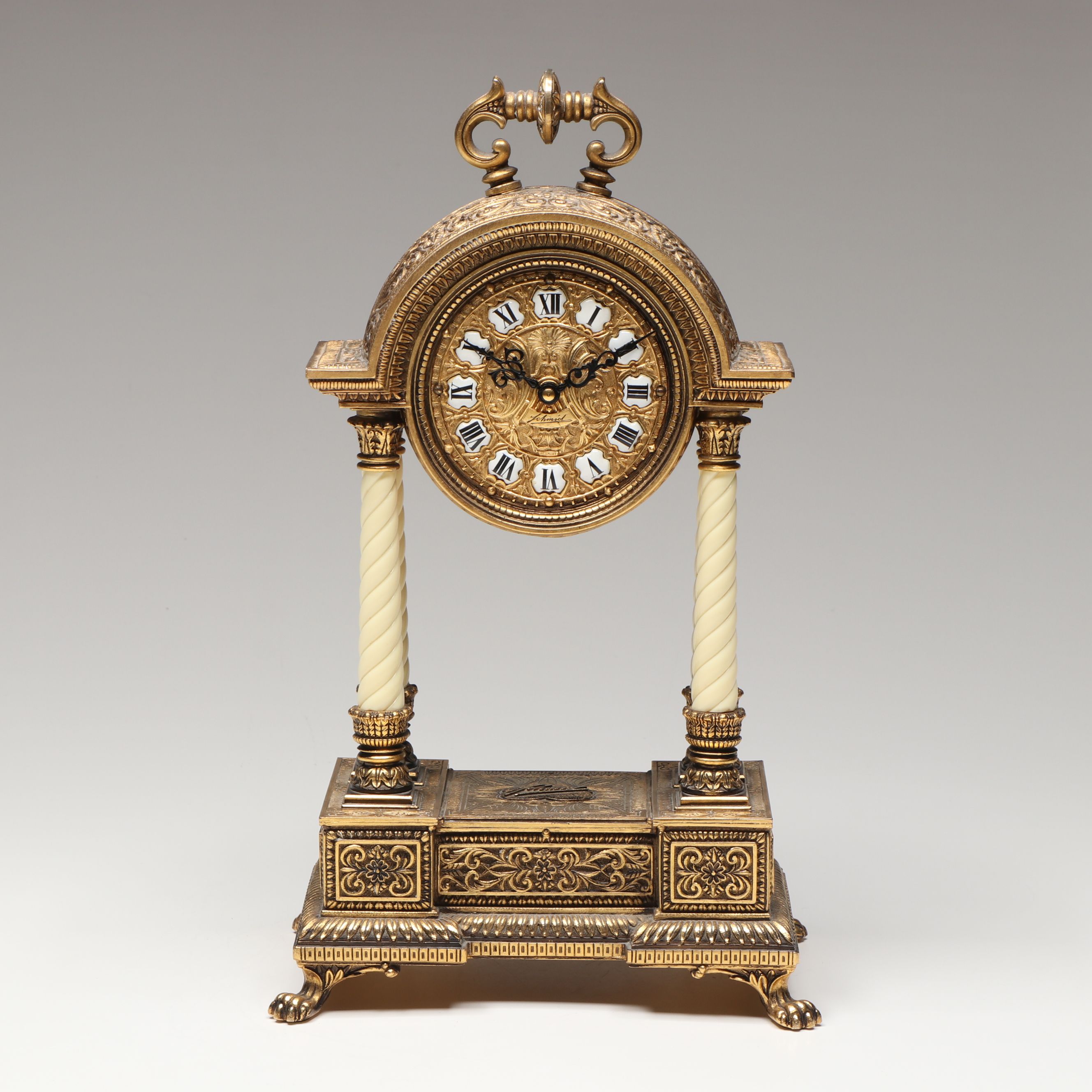 Schmid Neoclassical Style Brass Finish Mantel Clock | EBTH