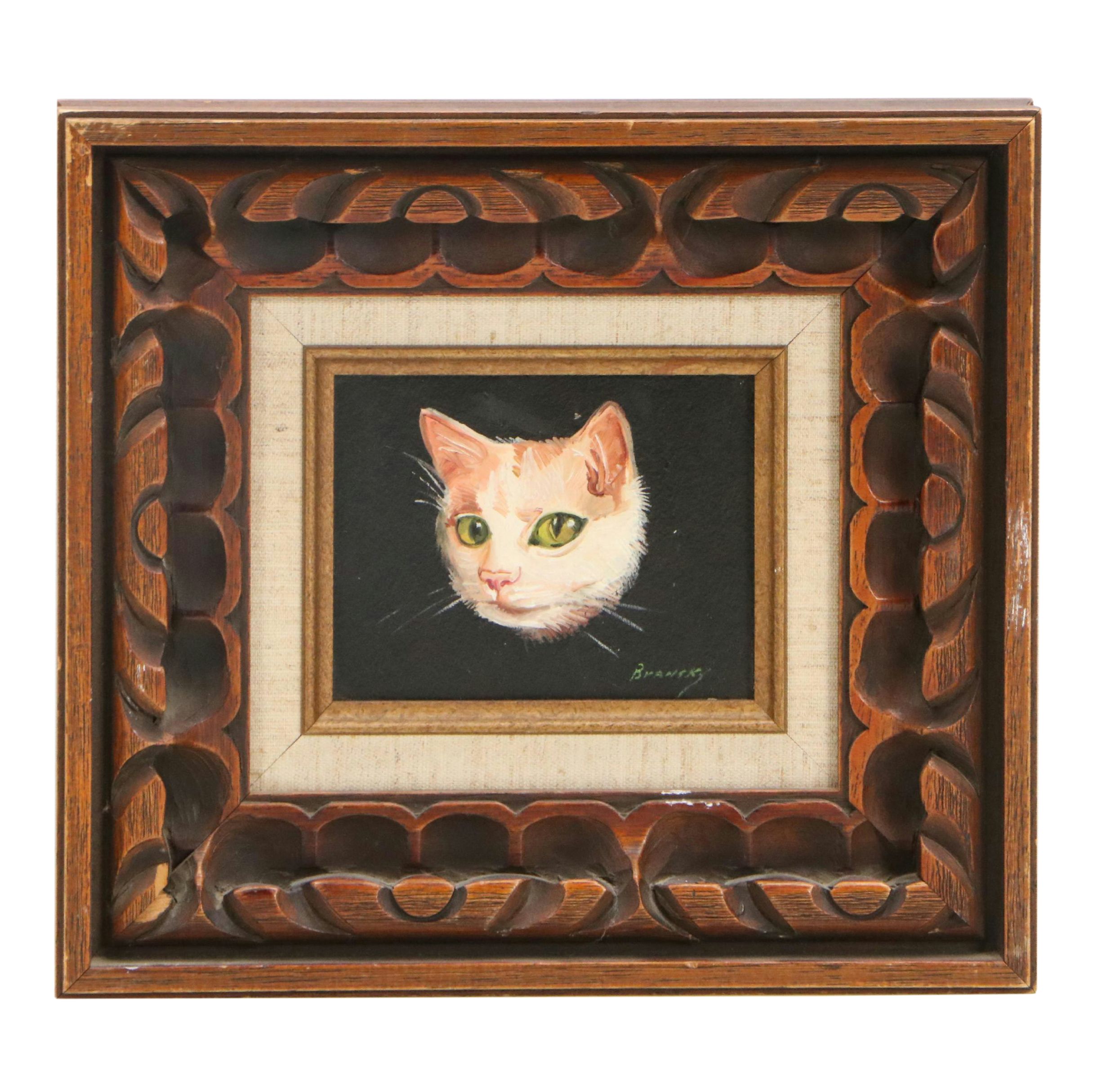 Miriam Branksy Oil Portrait of Orange Tabby, Late 20th Century | EBTH