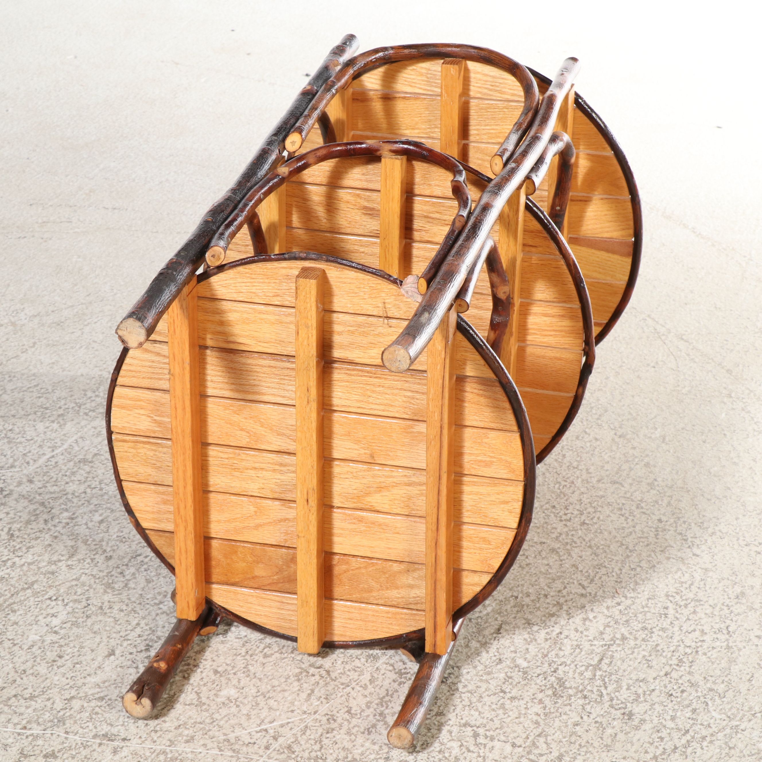 Rustic Three-Tier Round Side Table with Natural Legs | EBTH