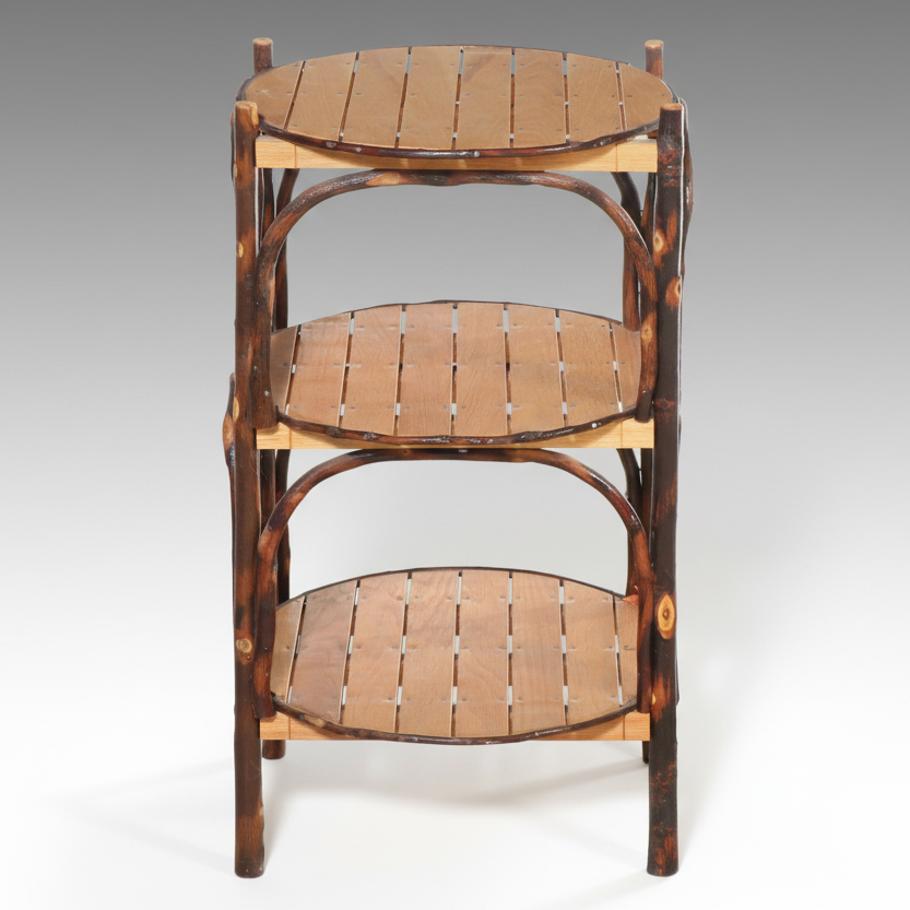 Rustic Three-Tier Round Side Table with Natural Legs | EBTH