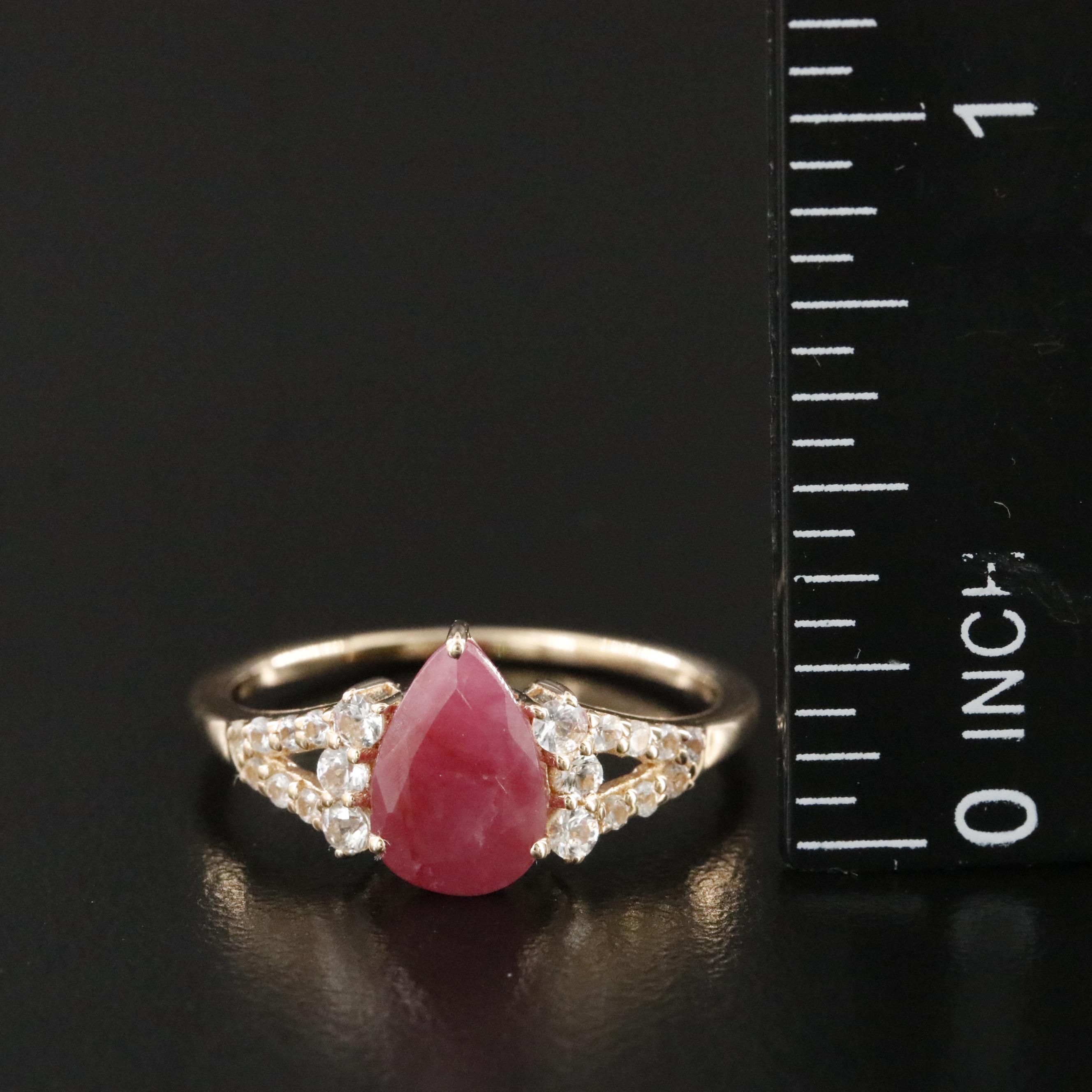 14K Filled Corundum and White Sapphire Ring | EBTH