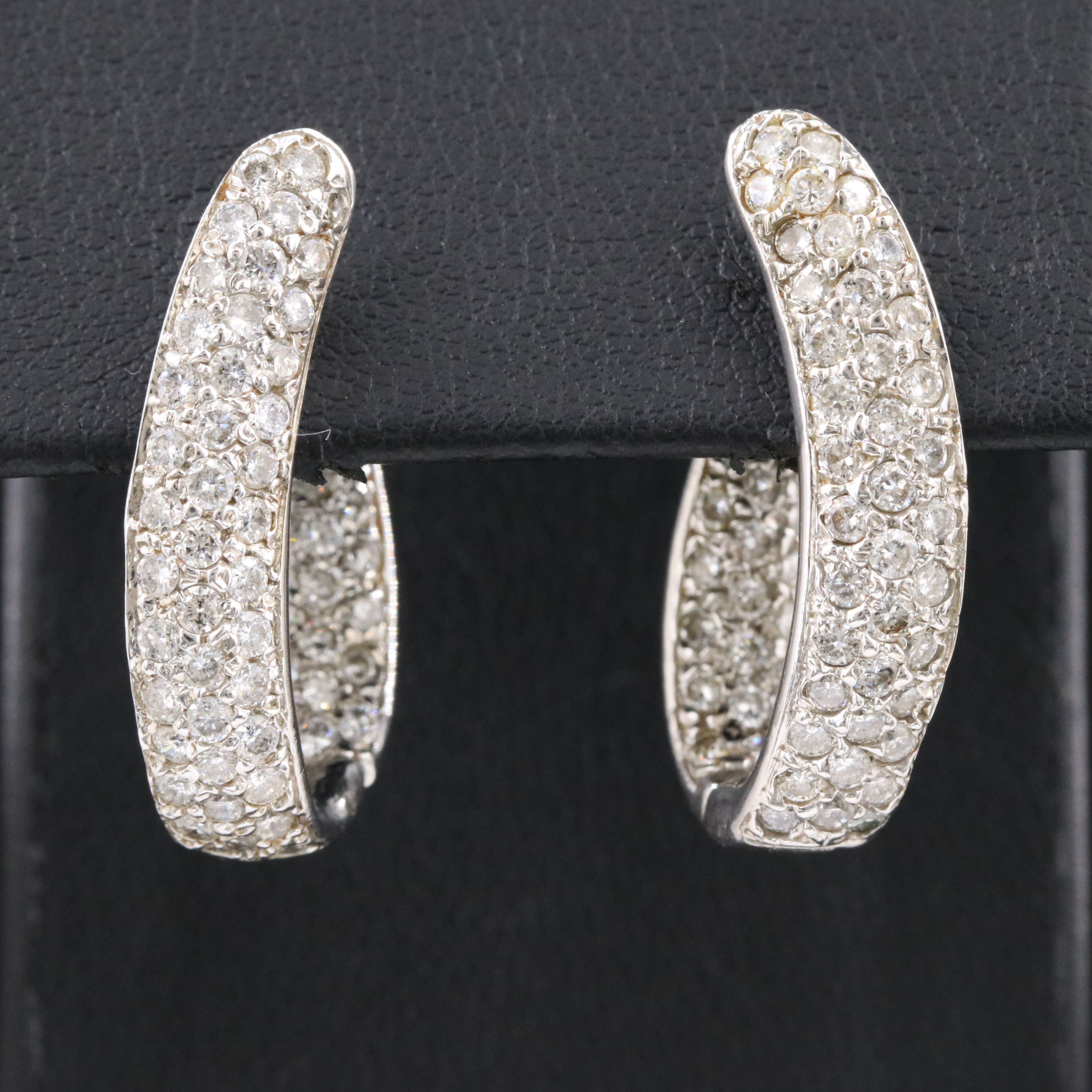 14K 3.06 CTW Pavé Diamond Ribbon Inside-Out Hoops | EBTH