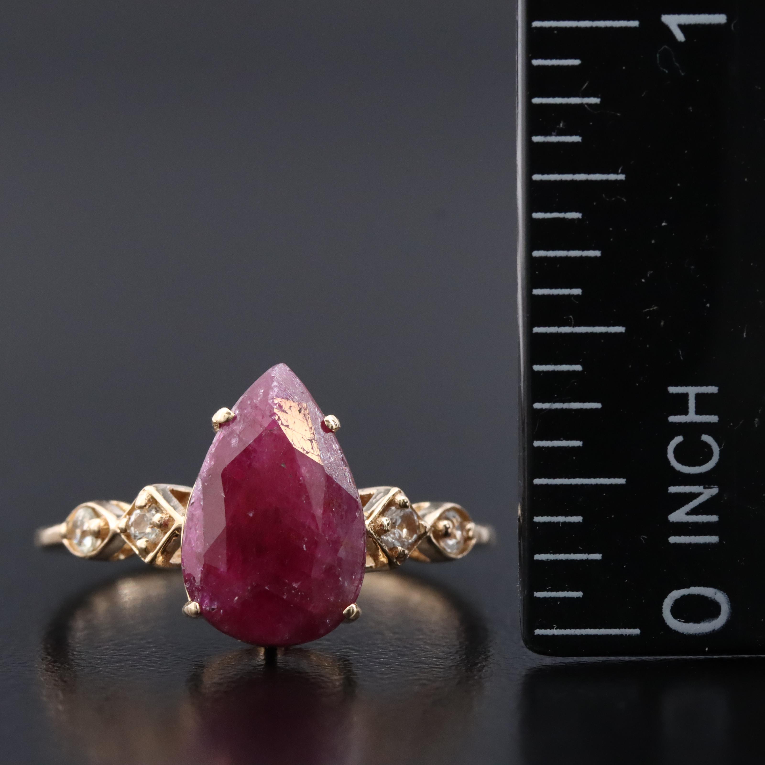 14K Ruby and White Sapphire Gem Ring | EBTH