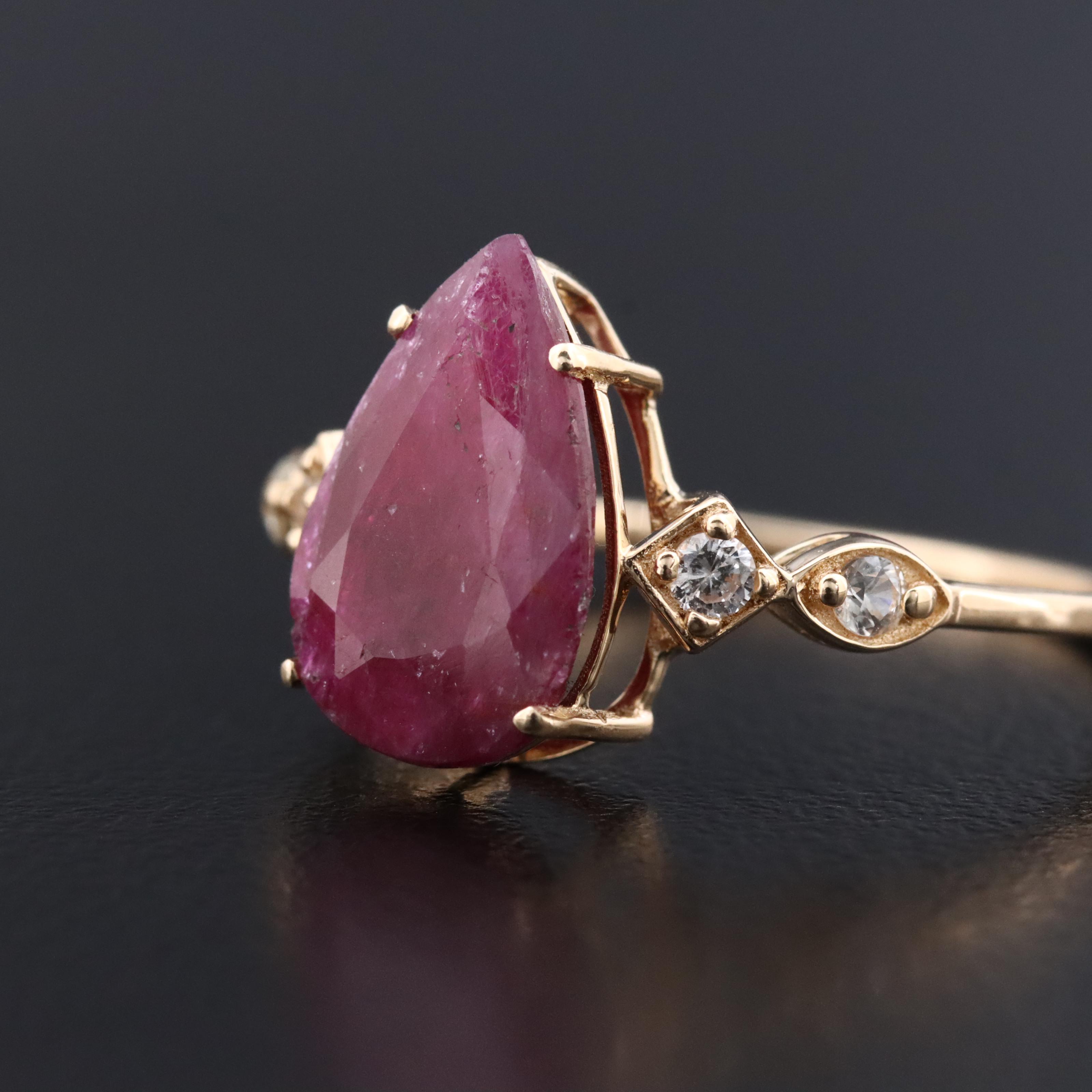 14K Ruby and White Sapphire Gem Ring | EBTH