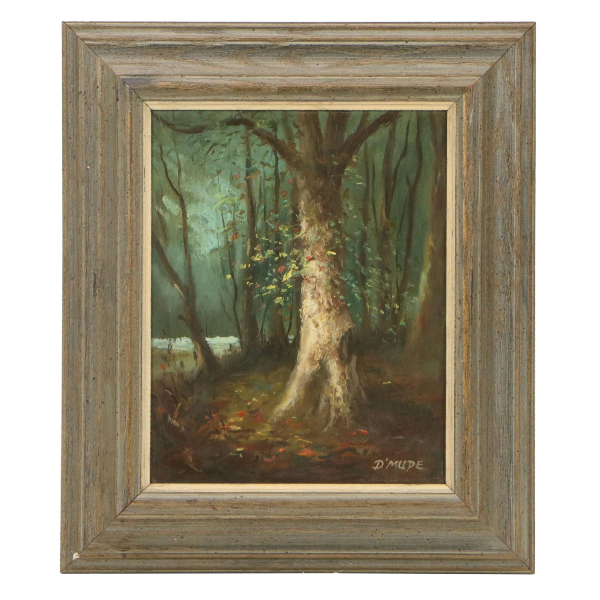 Gene (Eugene) Daymude Oil Painting of Trees in Autumn Forest, Mid-20th Century | EBTH