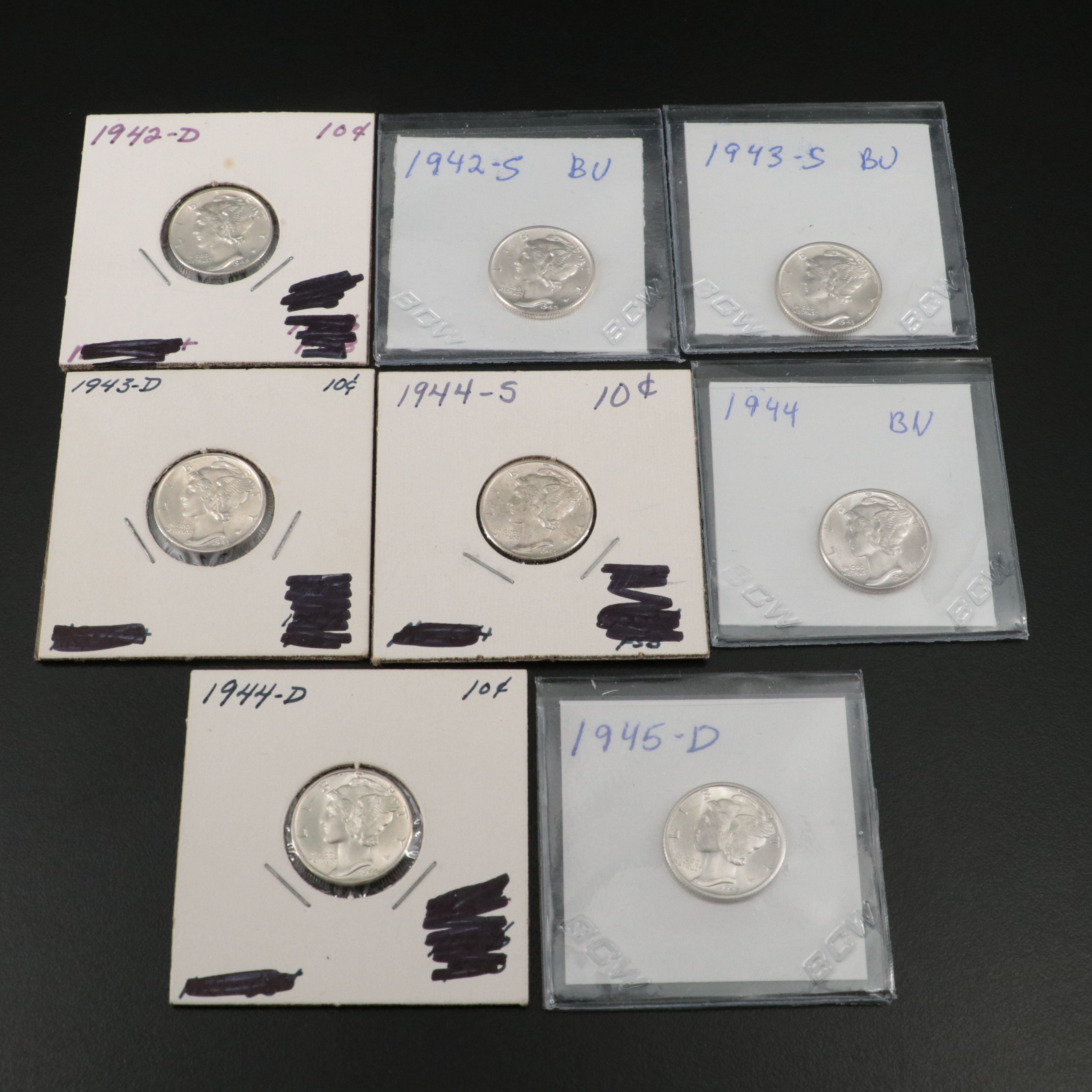 Twenty-Four Different Uncirculated Mercury Dimes With Full Bands. Dates ...