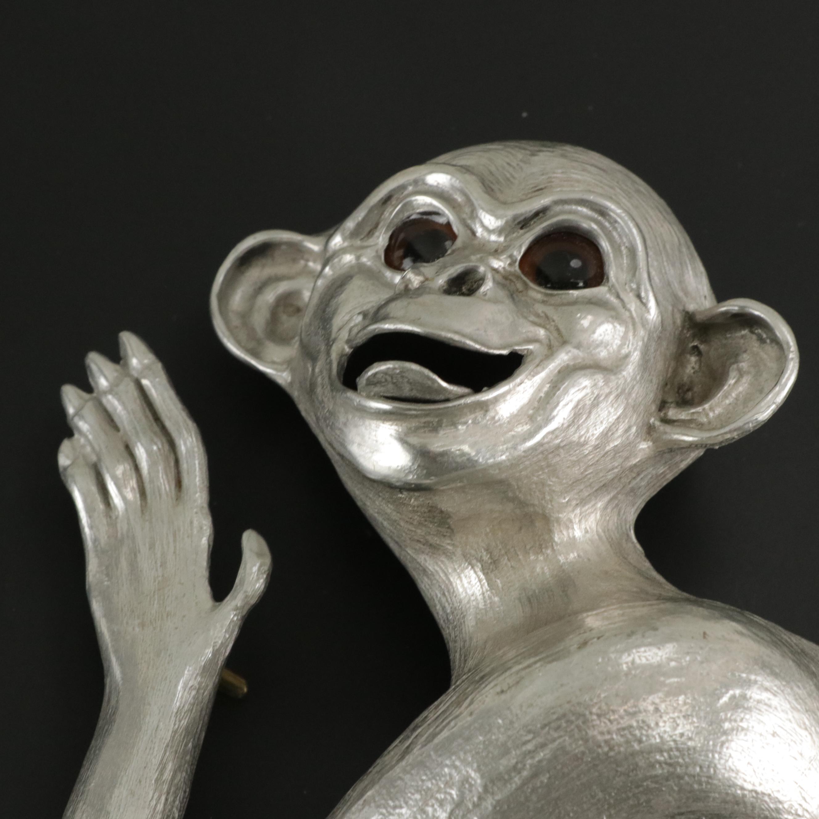 Christopher Ross Silver Toned Large Sculptural Smiling Monkey Belt ...