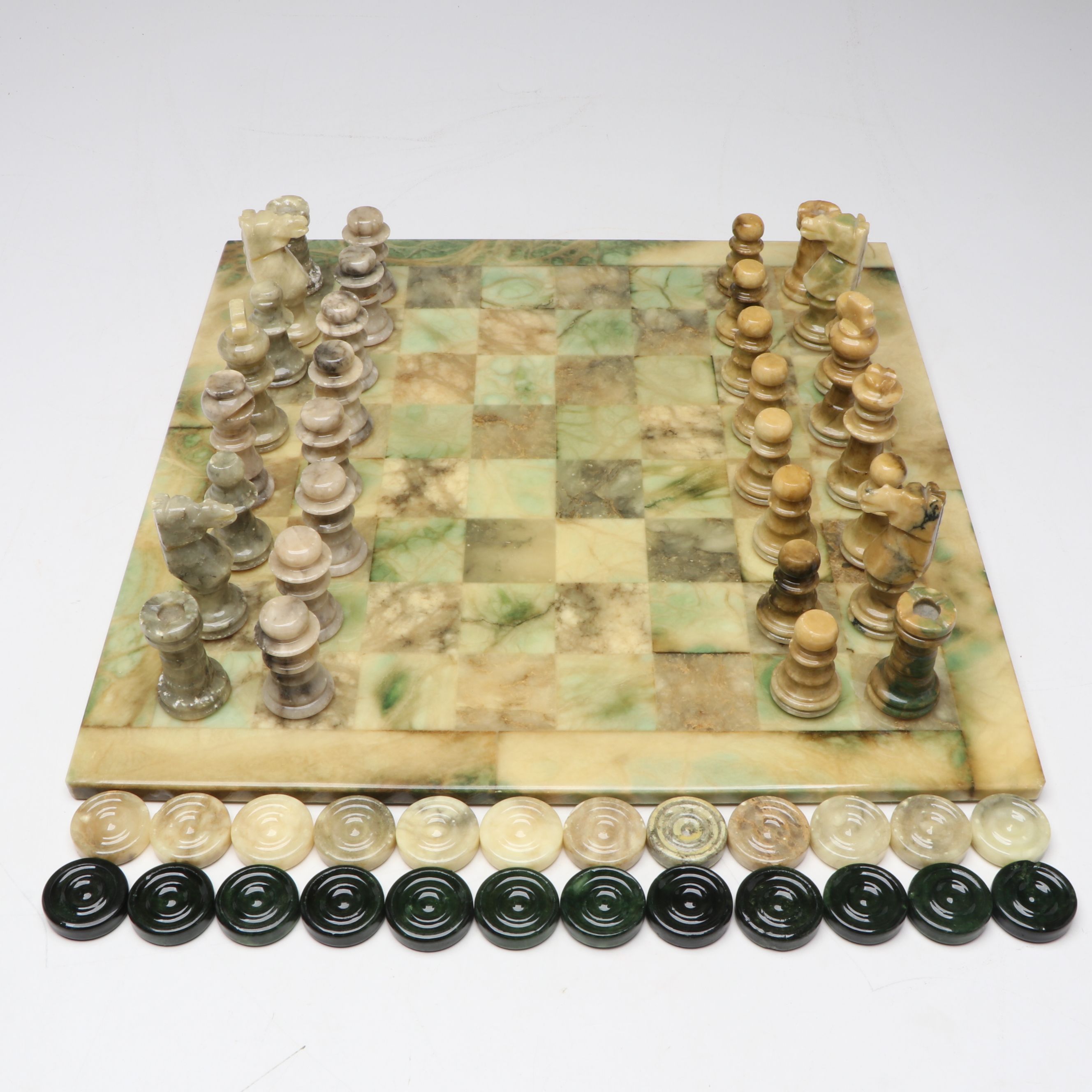 Green Onyx Chess and Checkers Board | EBTH