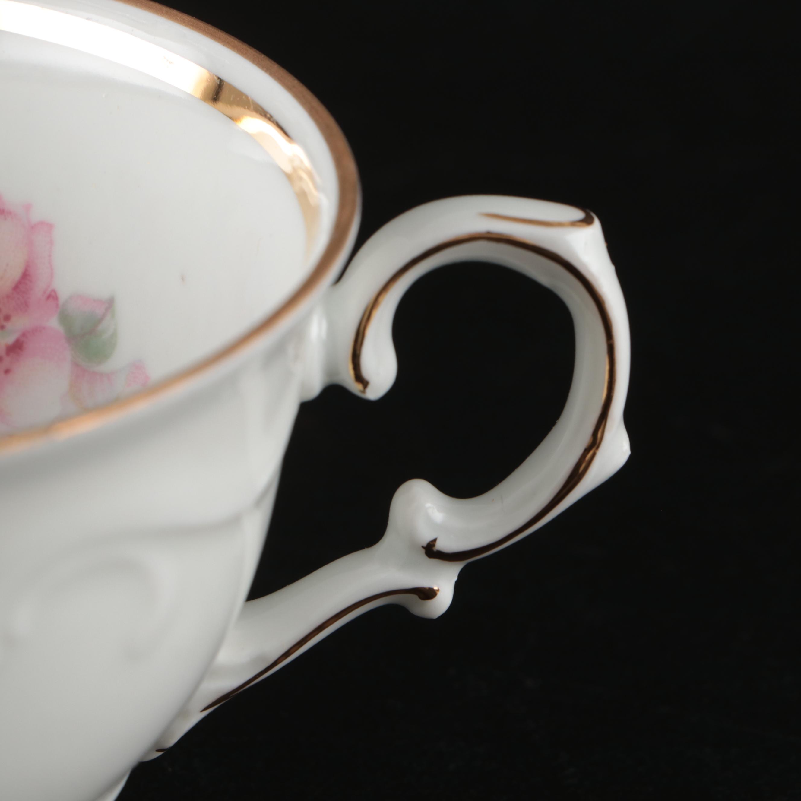 Schumann "Wild Rose" Porcelain Snack Plate and Cup Sets | EBTH
