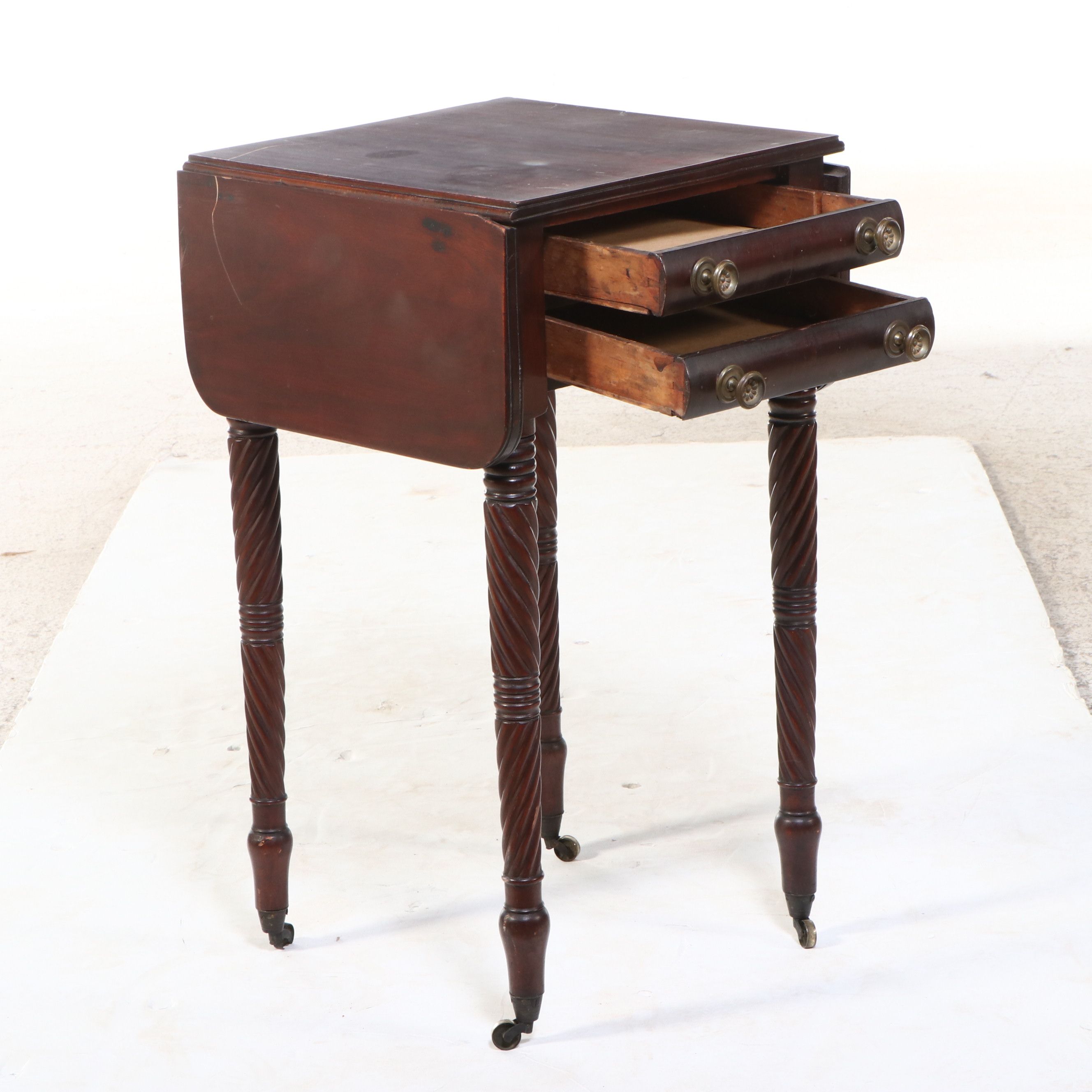 American Sheraton Style Drop Leaf Work Table, 19th Century | EBTH