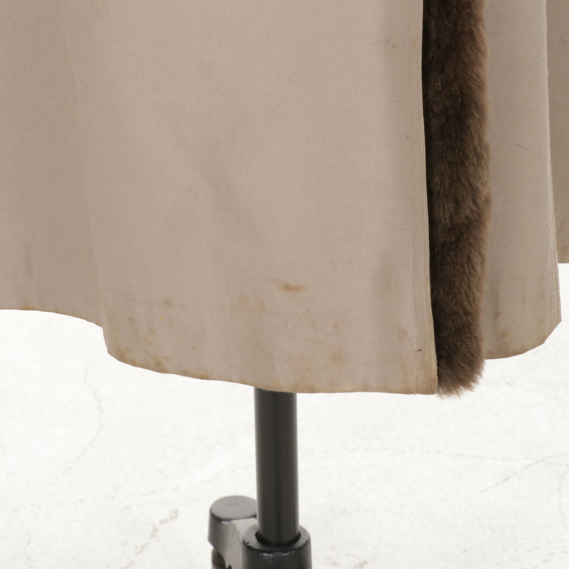 Rabbit Fur Lined Storm Coat with Sheared Beaver Fur Sleeves and Collar ...