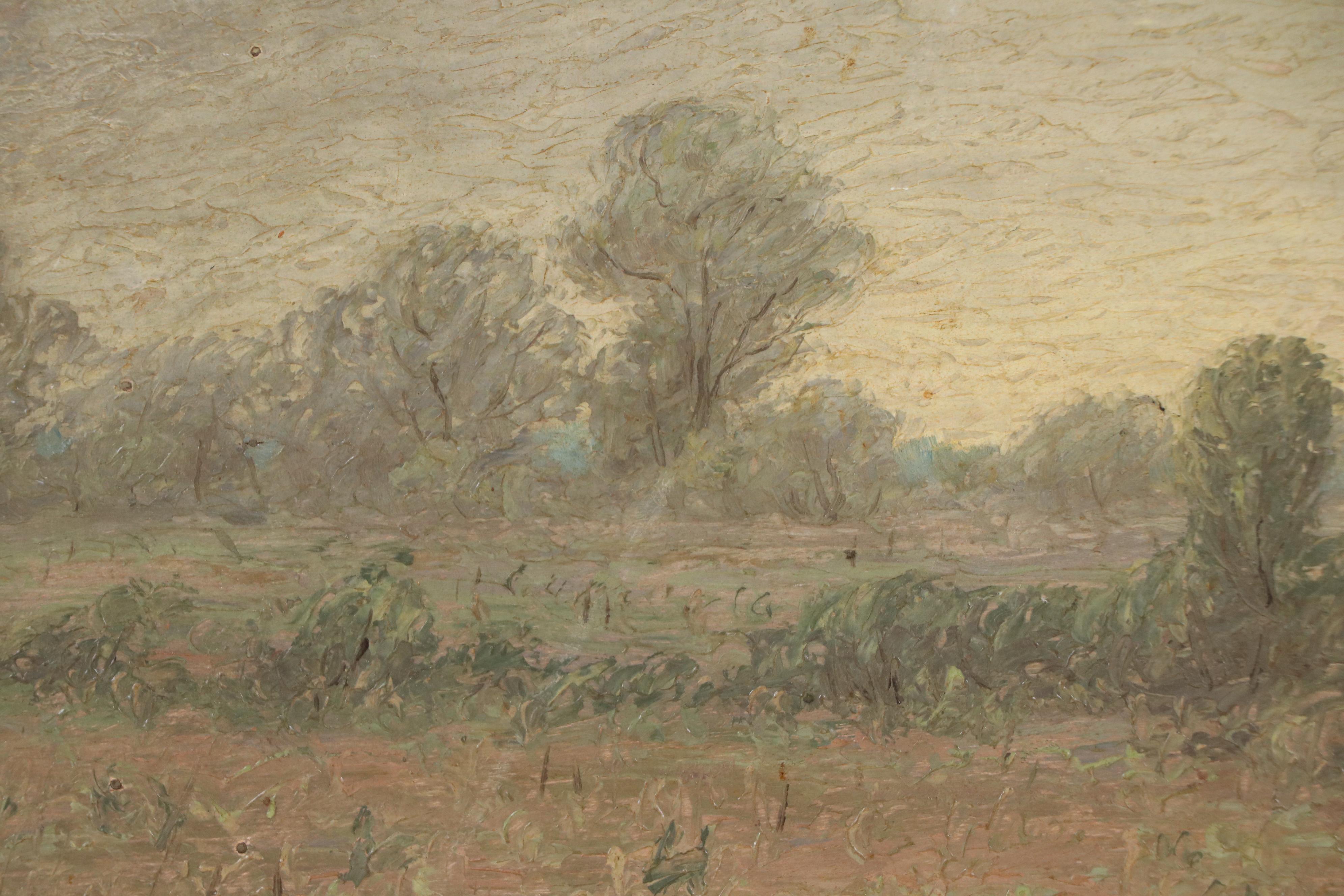 John Franklin Earhart Oil Painting of Misty Field, 1916 | EBTH