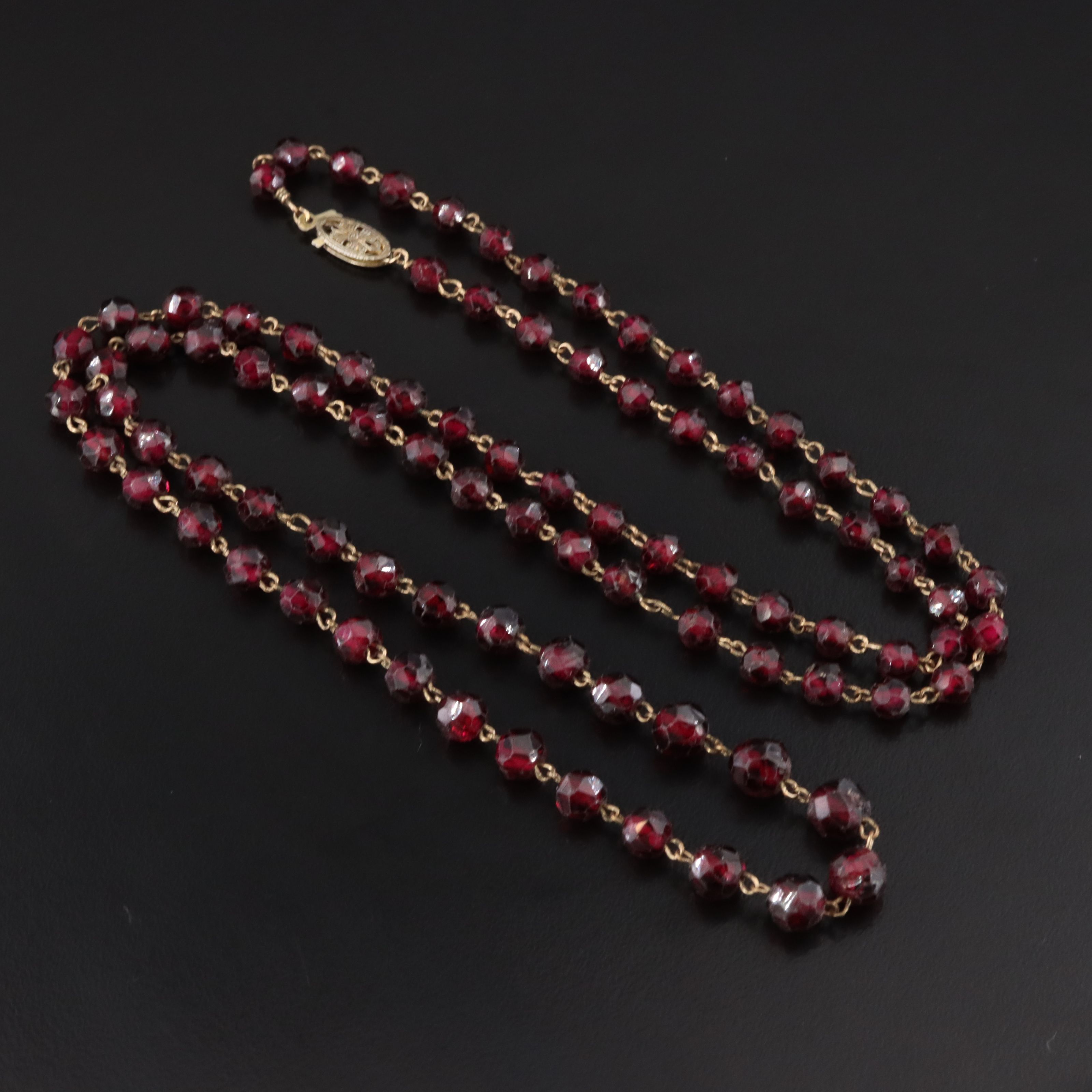 Rhodolite Garnet Bead Necklace with 10K Clasp | EBTH