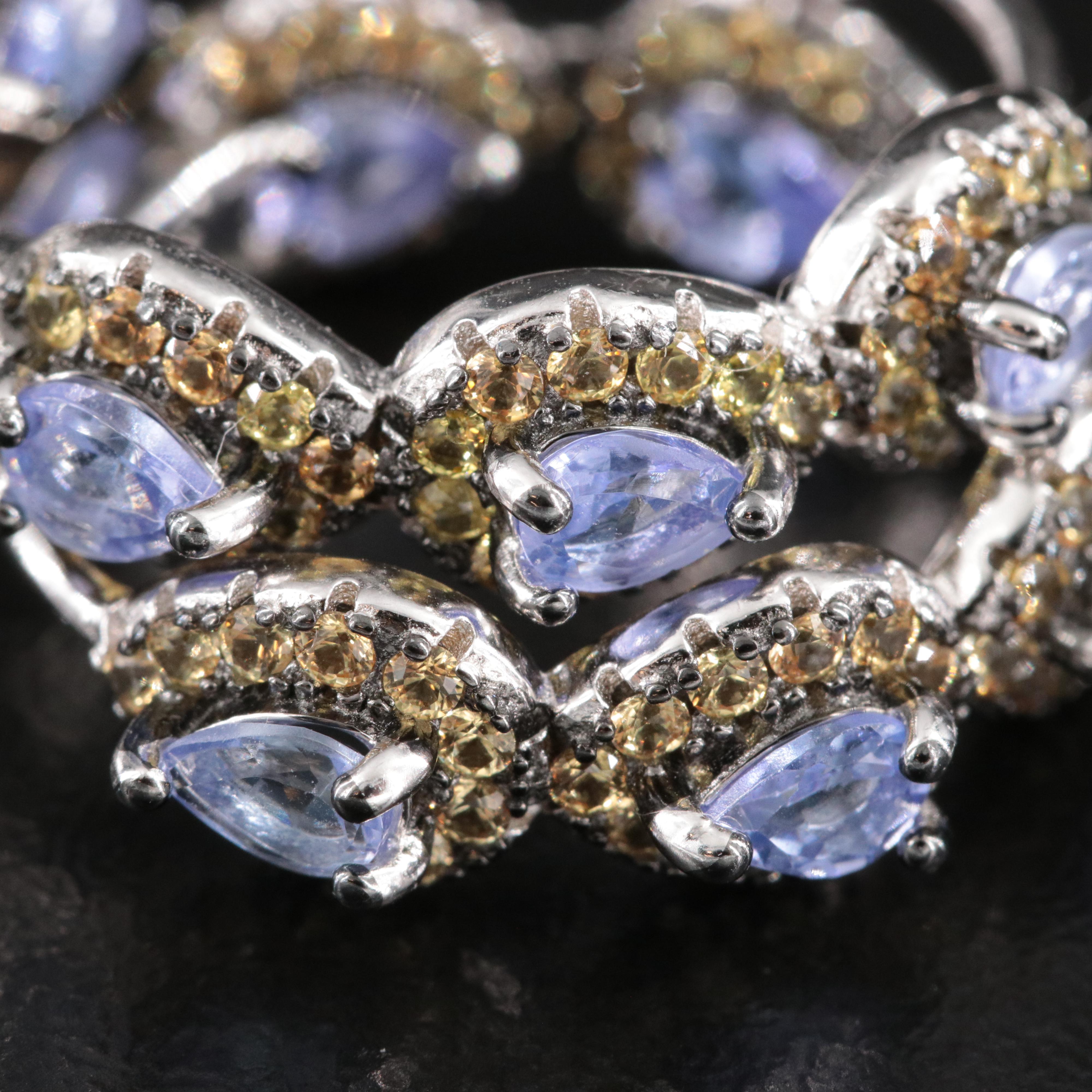 Sterling Inside-Out Hoops with Tanzanite and Yellow Sapphire Accents | EBTH