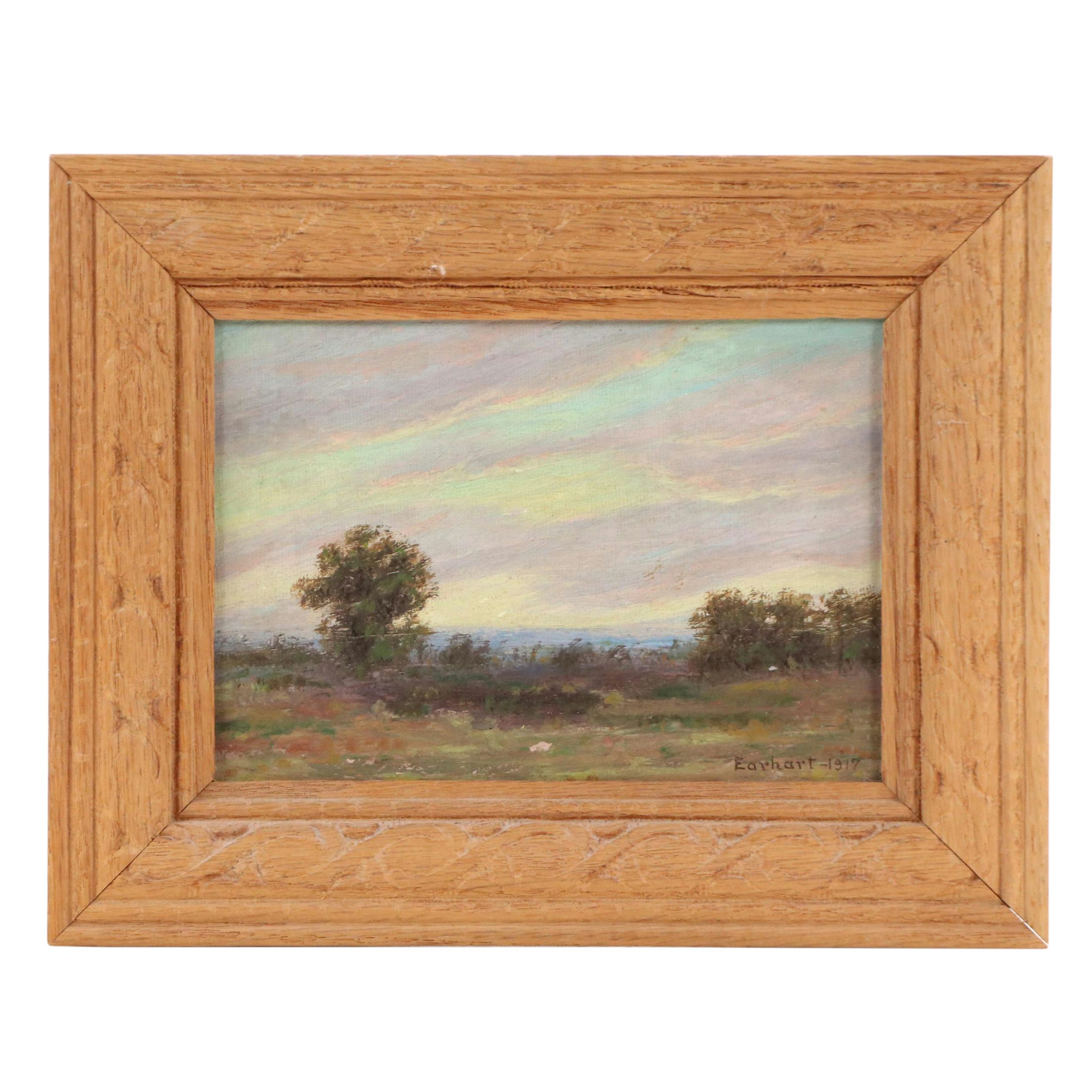 John Franklin Earhart Oil Painting of Field and Blue Sky, 1917 | EBTH