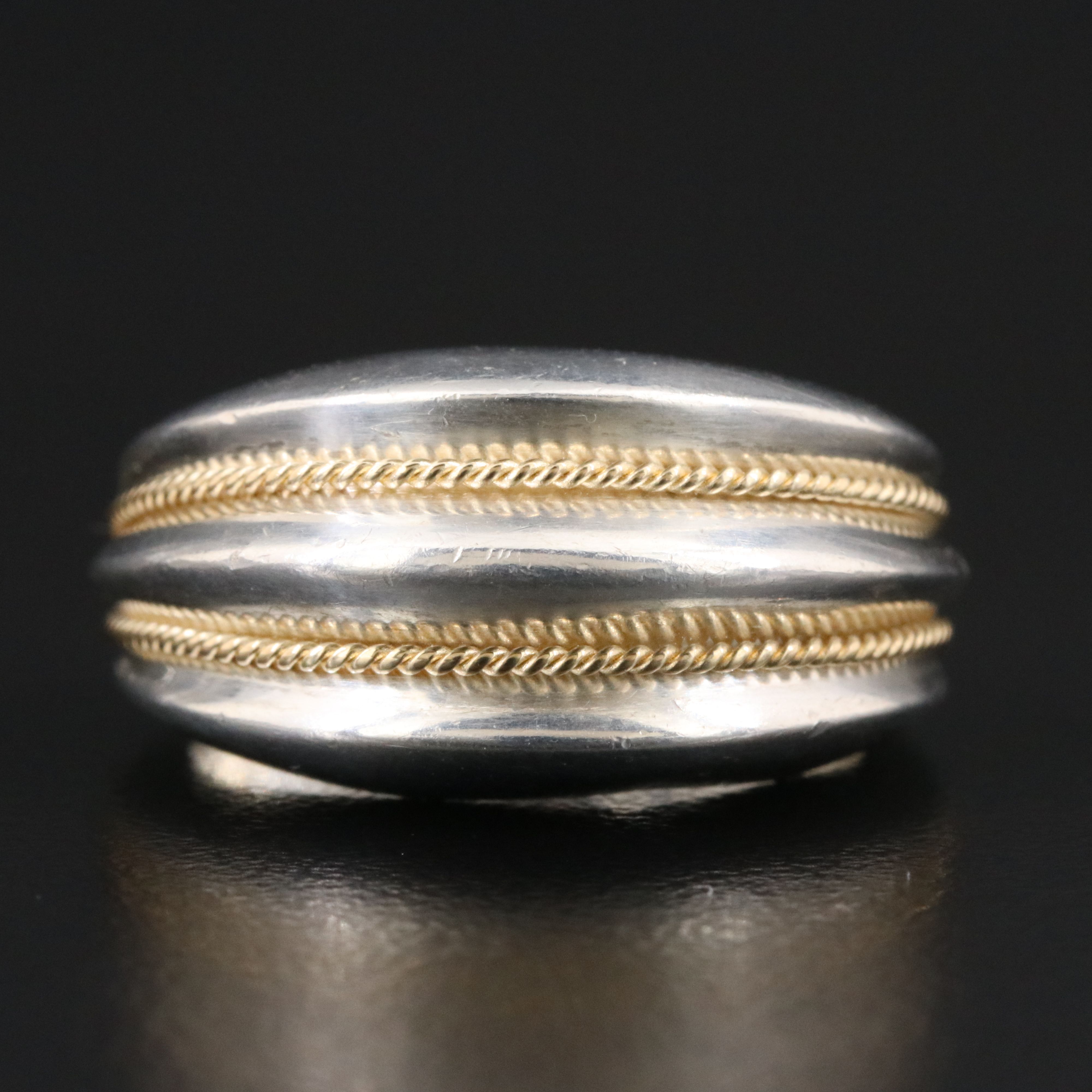 Tiffany & Co. Sterling and 14K Domed Rope Ring | EBTH