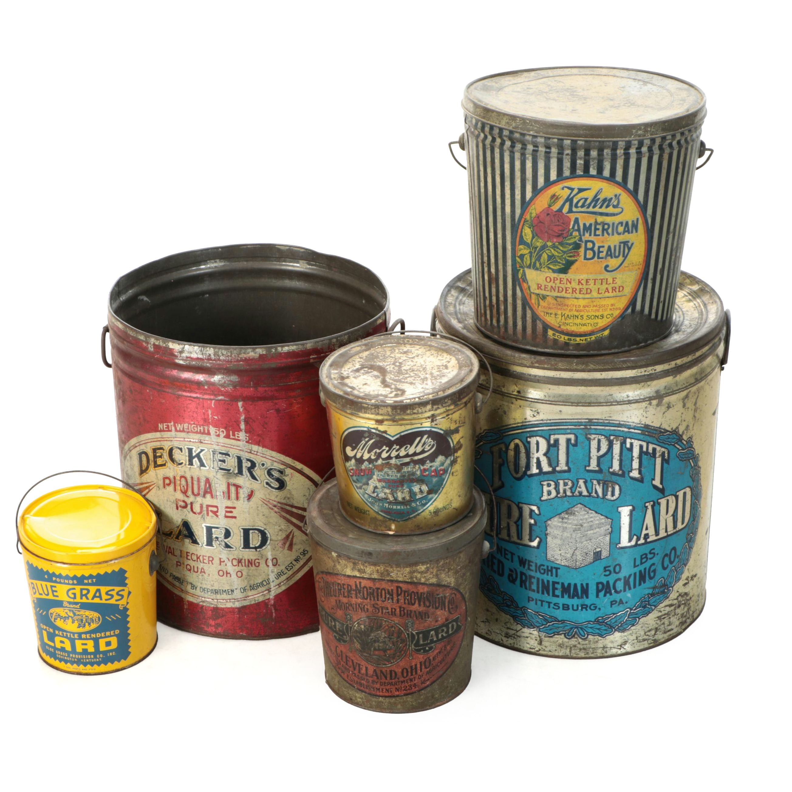 Fort Pitt, Morning Star, Kahn's and More Vintage Metal Lard Containers ...