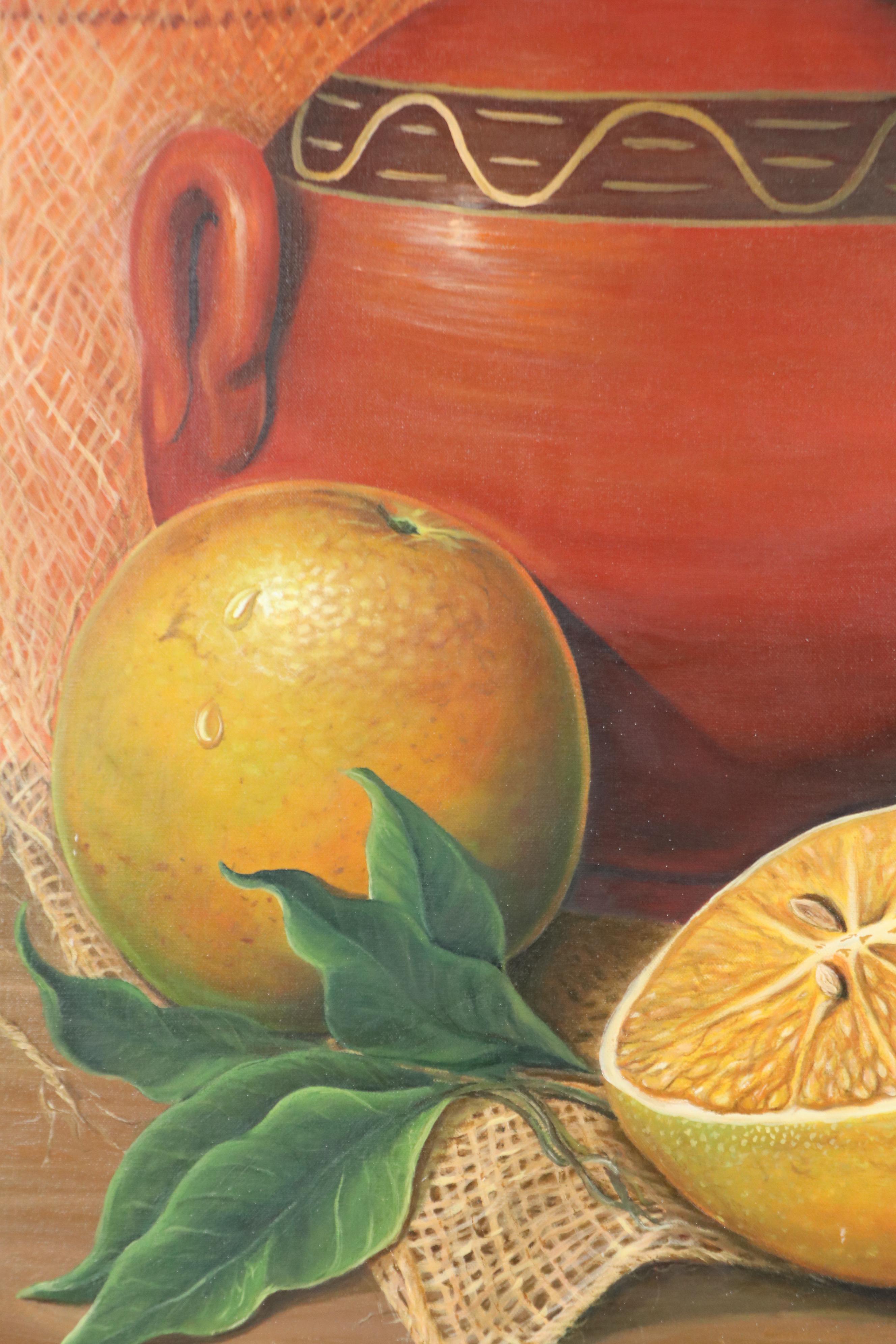 Santanilla Hans Still Life Oil Painting of Lemons and Pot, 1999 | EBTH