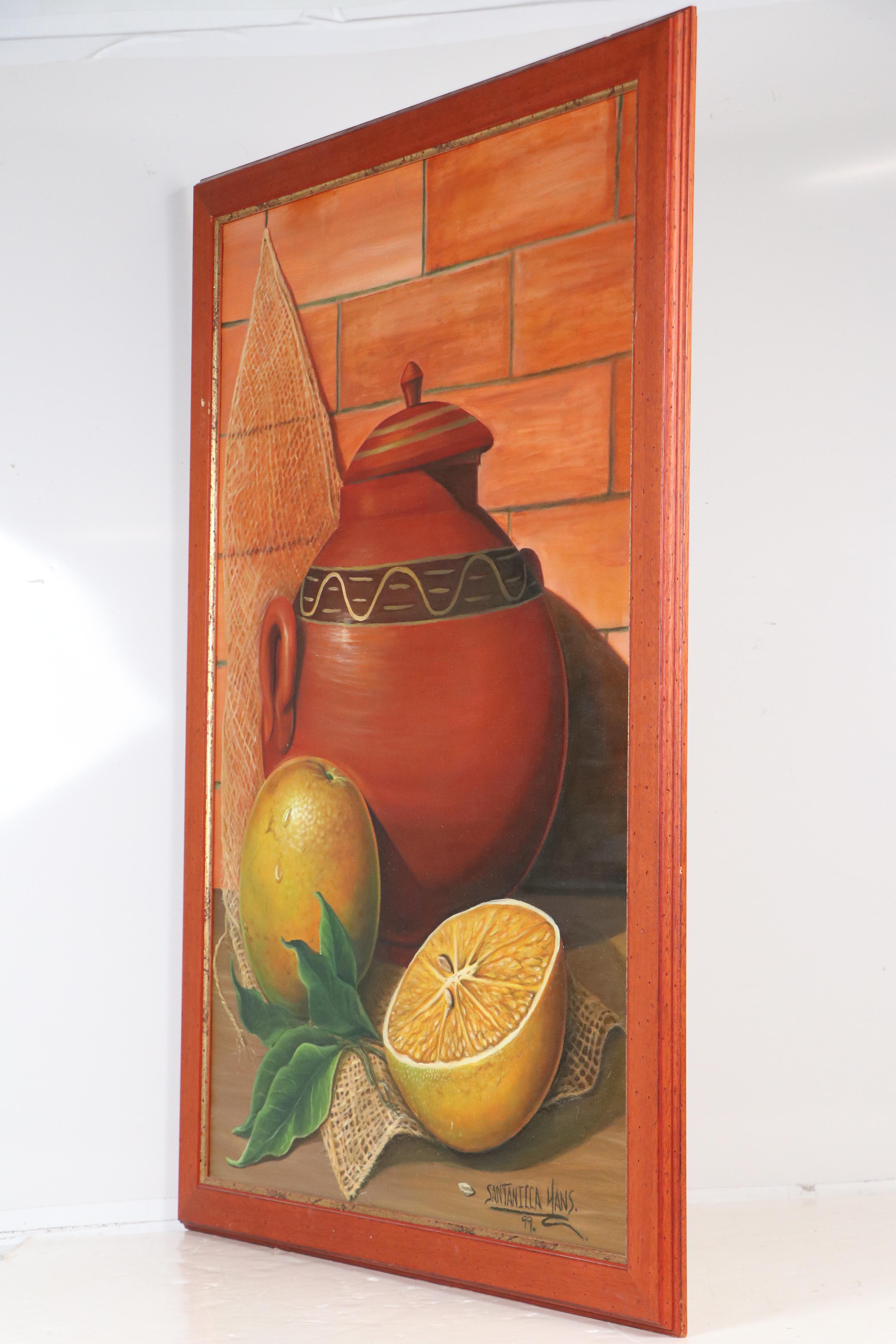 Santanilla Hans Still Life Oil Painting of Lemons and Pot, 1999 | EBTH