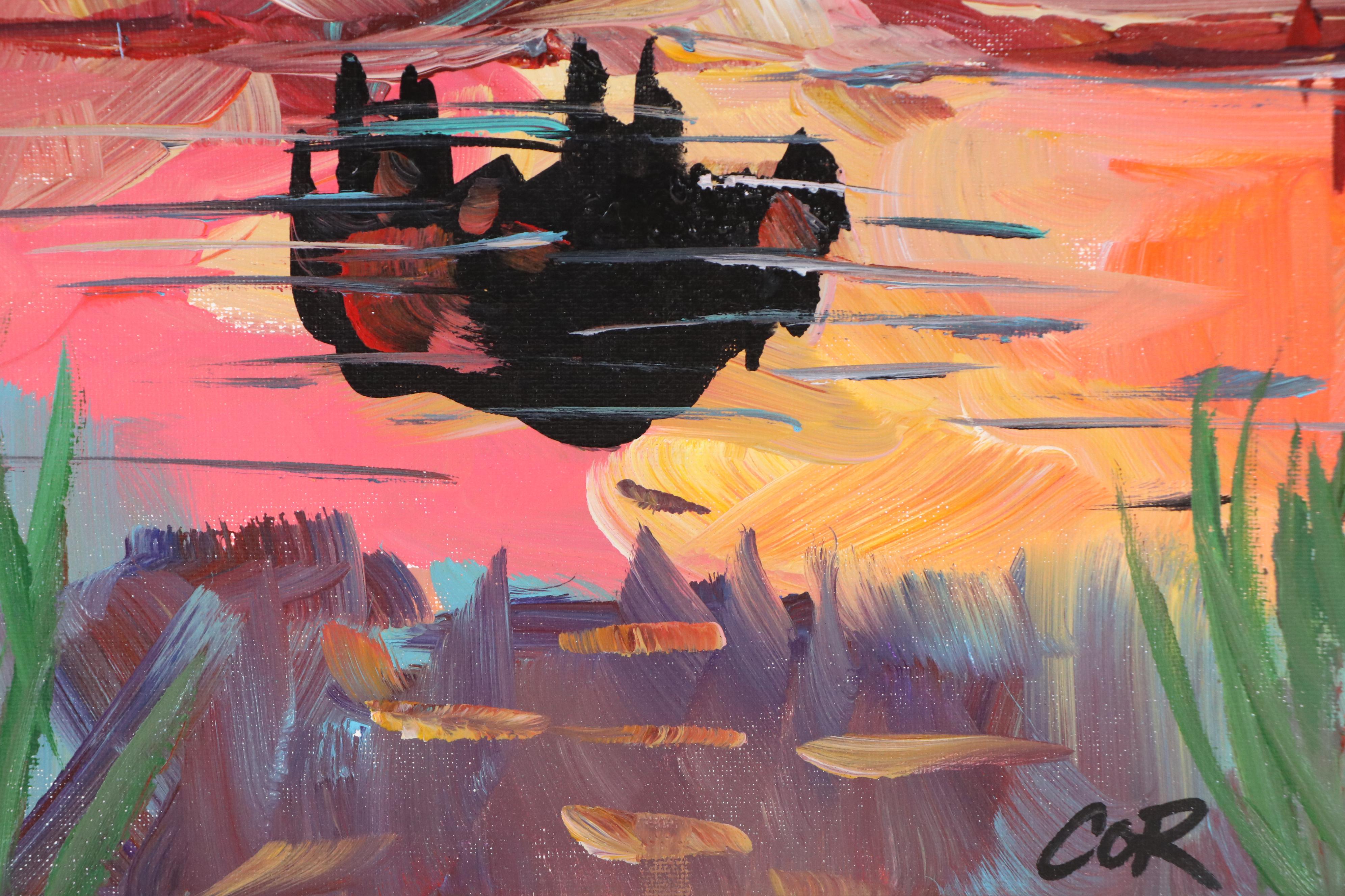 Cor Acrylic Painting of Buffalo at Sunset, 21st Century | EBTH