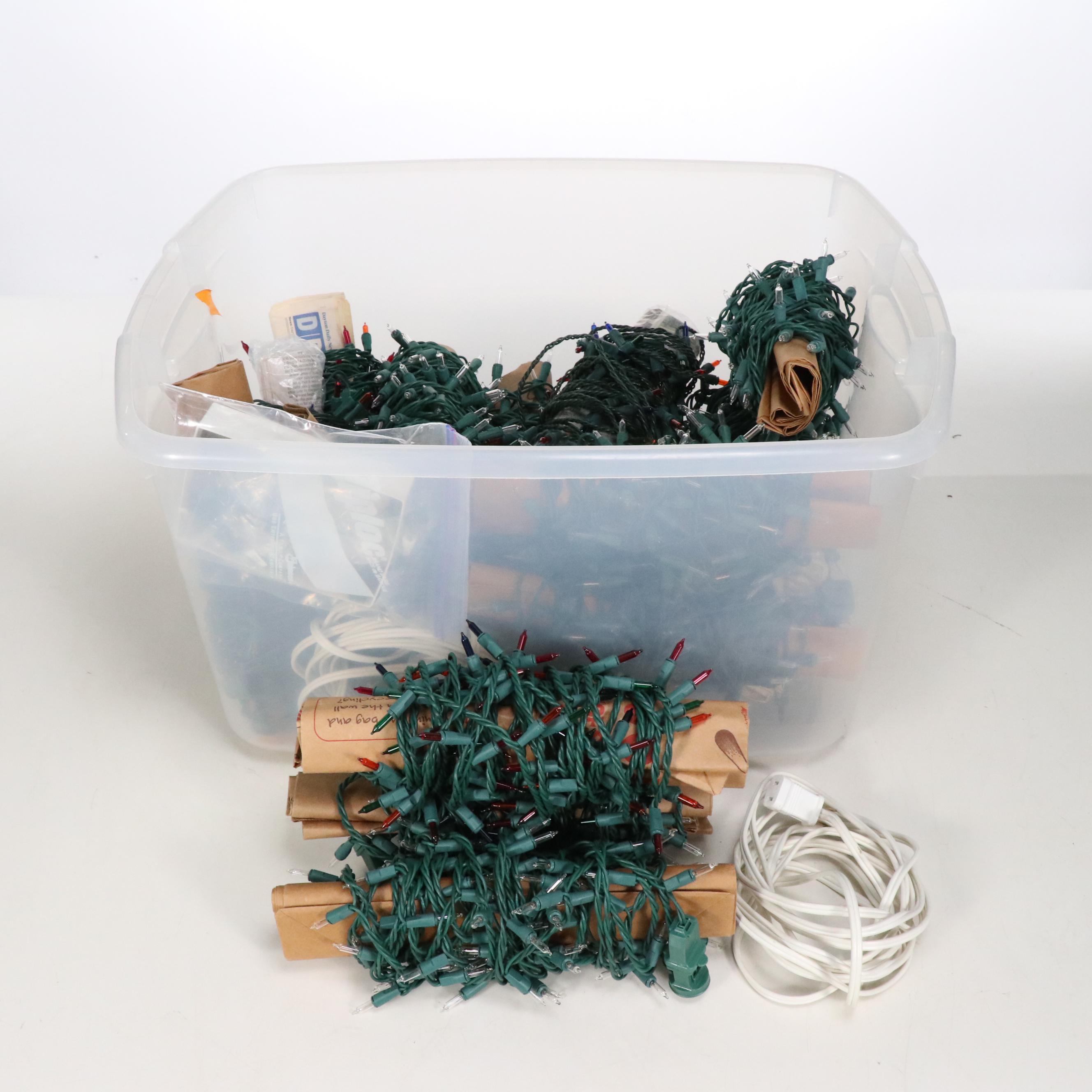 Medium and Miniature Artificial Christmas Trees with Light Strands and Bulbs | EBTH