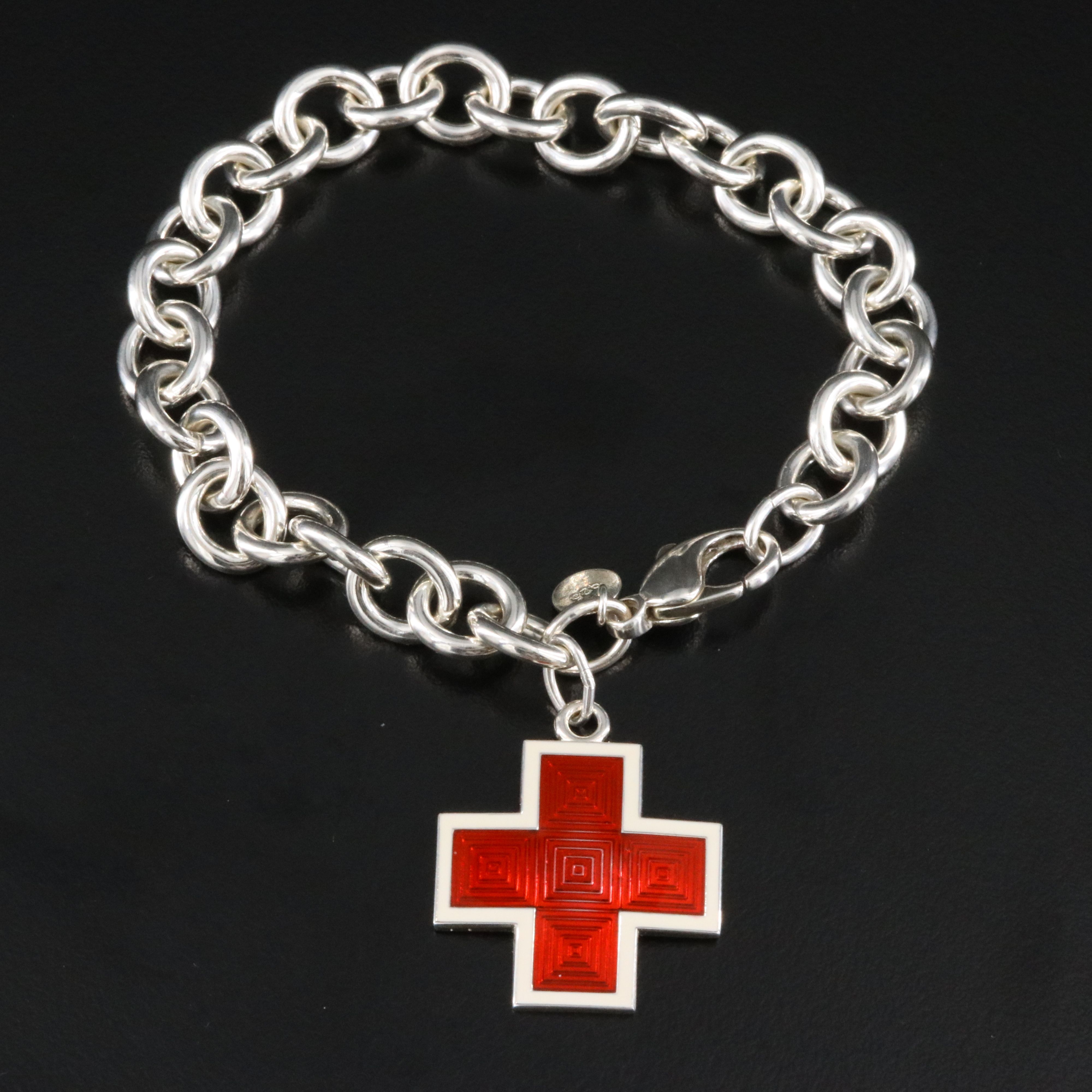 Tiffany & Co. Sterling Enamel Red Cross Charm Bracelet | EBTH