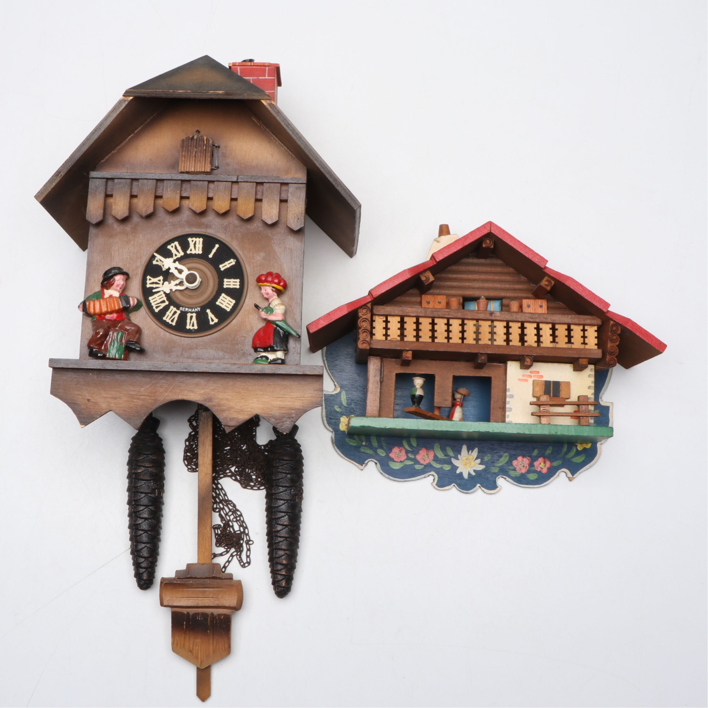 German Hand-Crafted Wood Cuckoo Clock and Swiss Weather House | EBTH