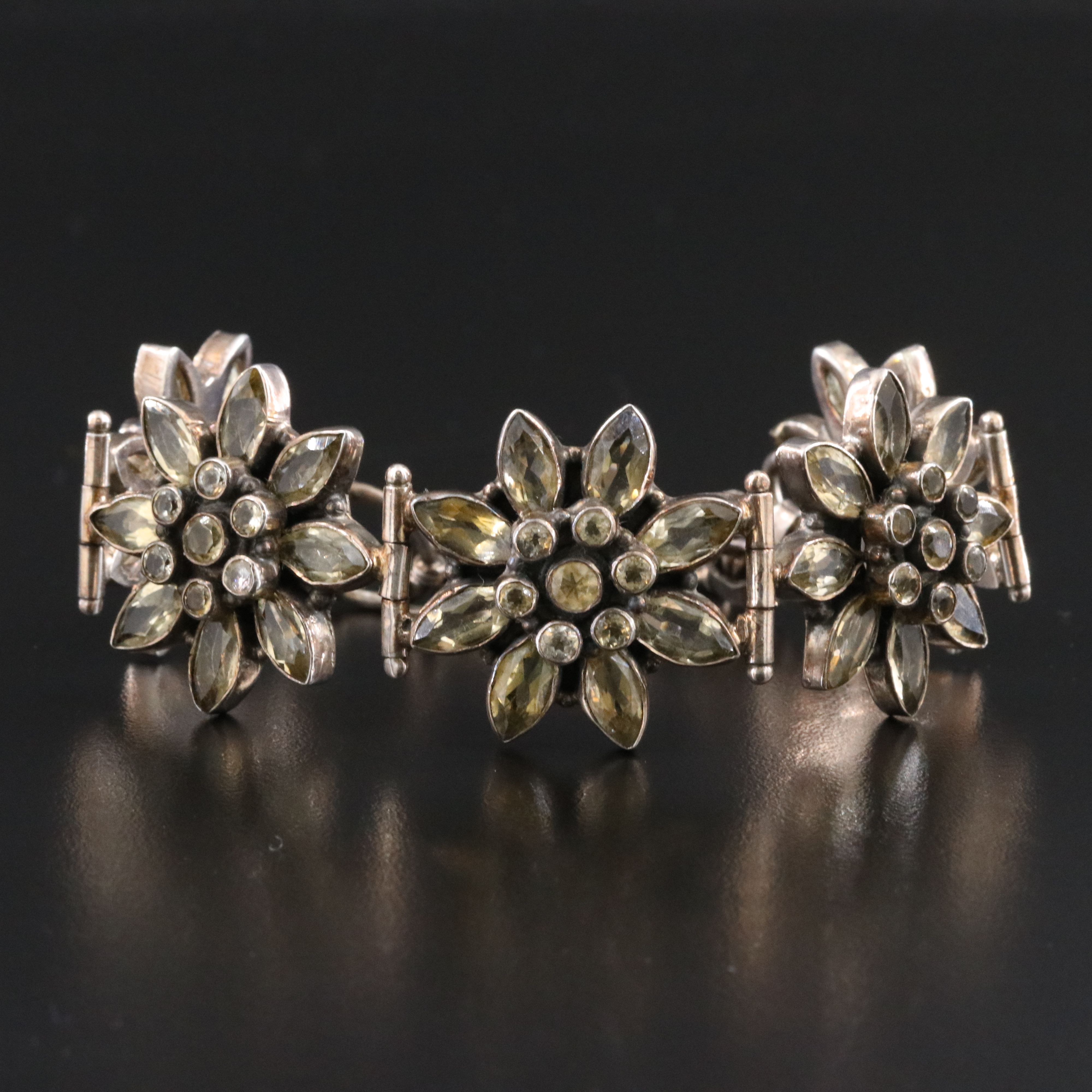 Sterling Citrine and Prasiolite Flower Bracelet | EBTH