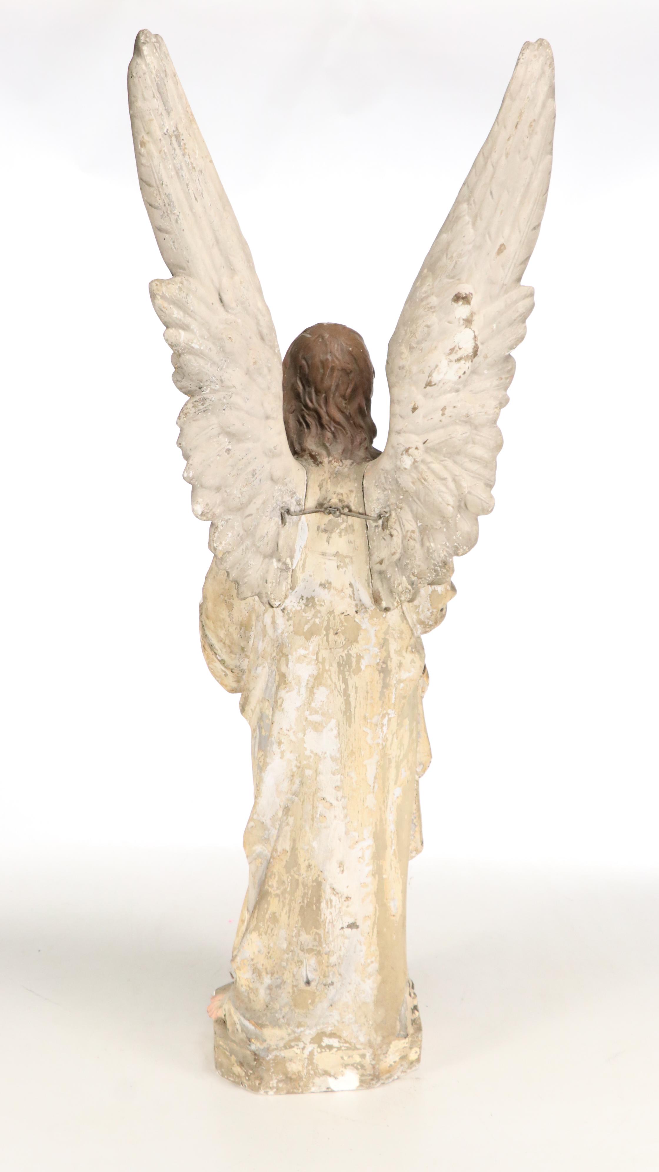 European Style Hand-Painted Plaster Angel Statue | EBTH