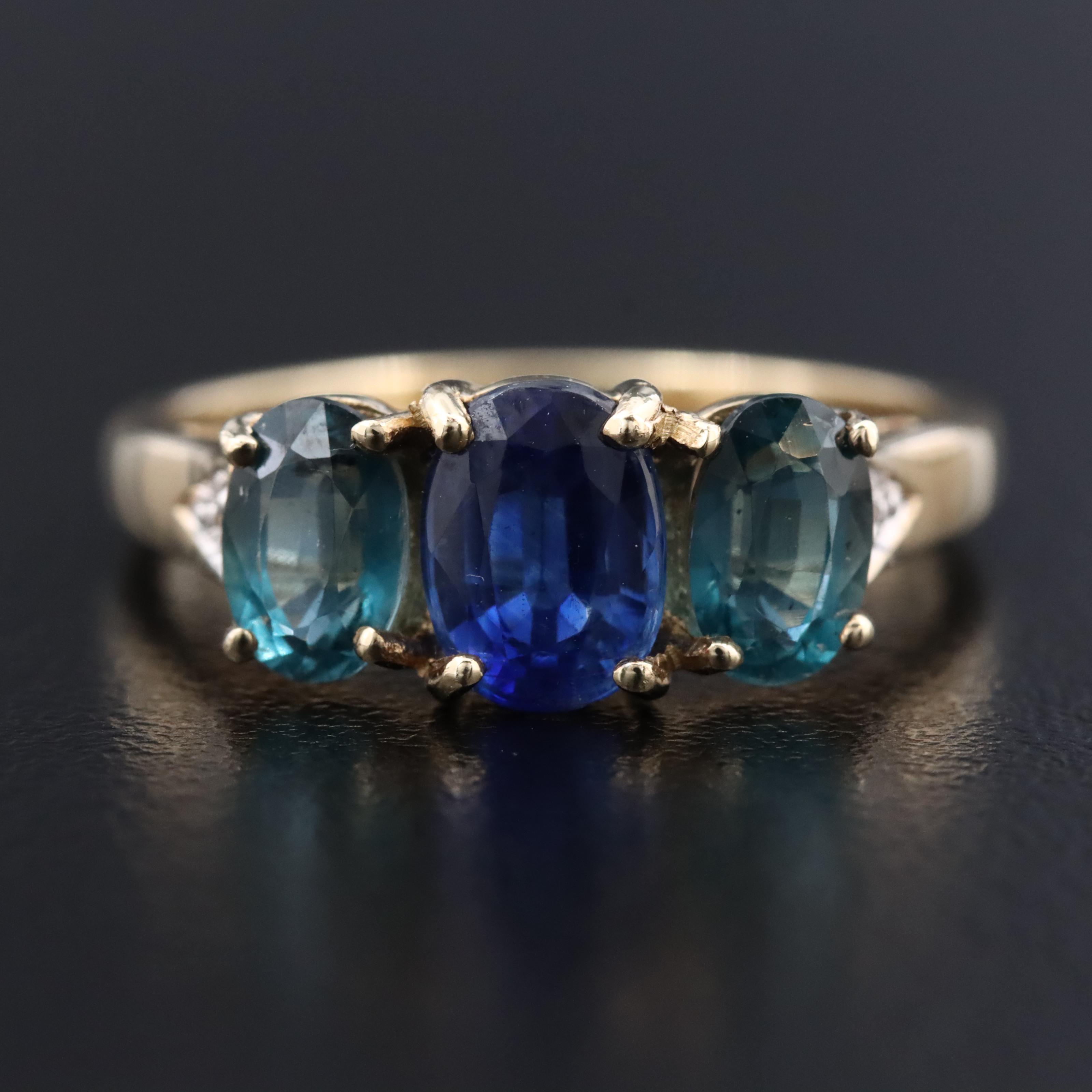 9K Kyanite and White Topaz Ring | EBTH