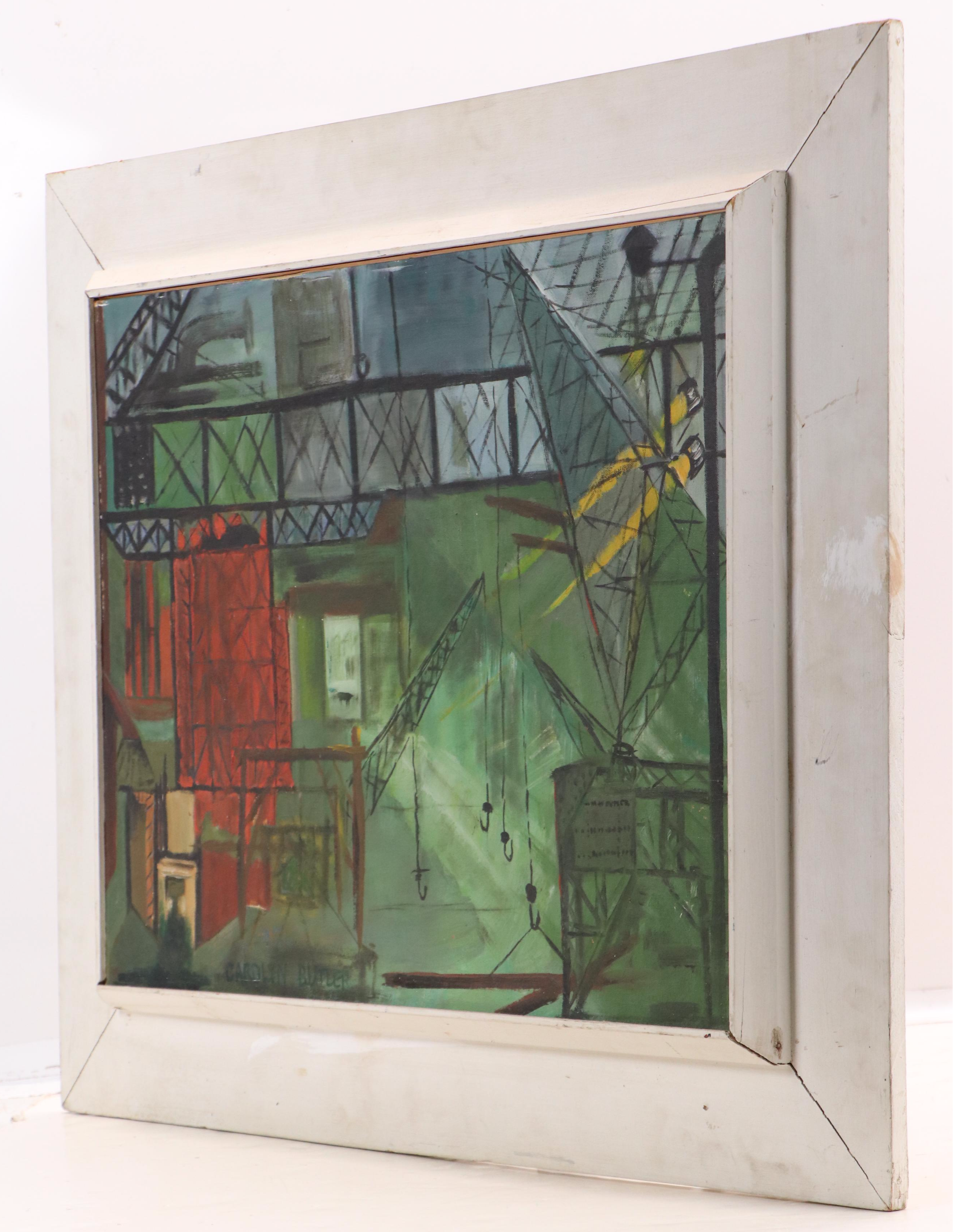 Carolyn Butler Oil Painting of Industrial Scene, Mid-20th Century | EBTH